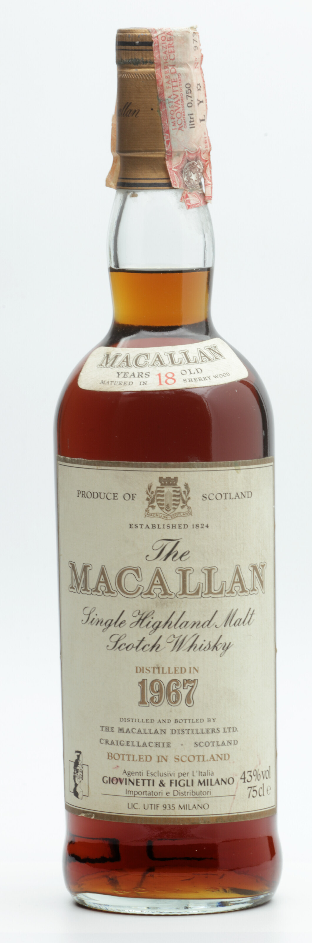 Macallan 18 Year Old 1967, SpeysideIntengrated Italian import label ...