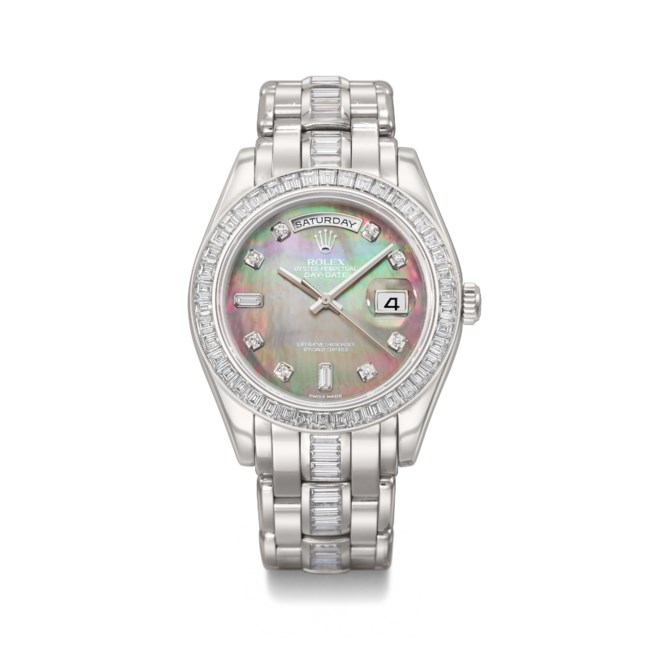 ROLEX. A VERY RARE, HEAVY AND HIGHLY ATTRACTIVE PLATINUM AND DIAMOND ...