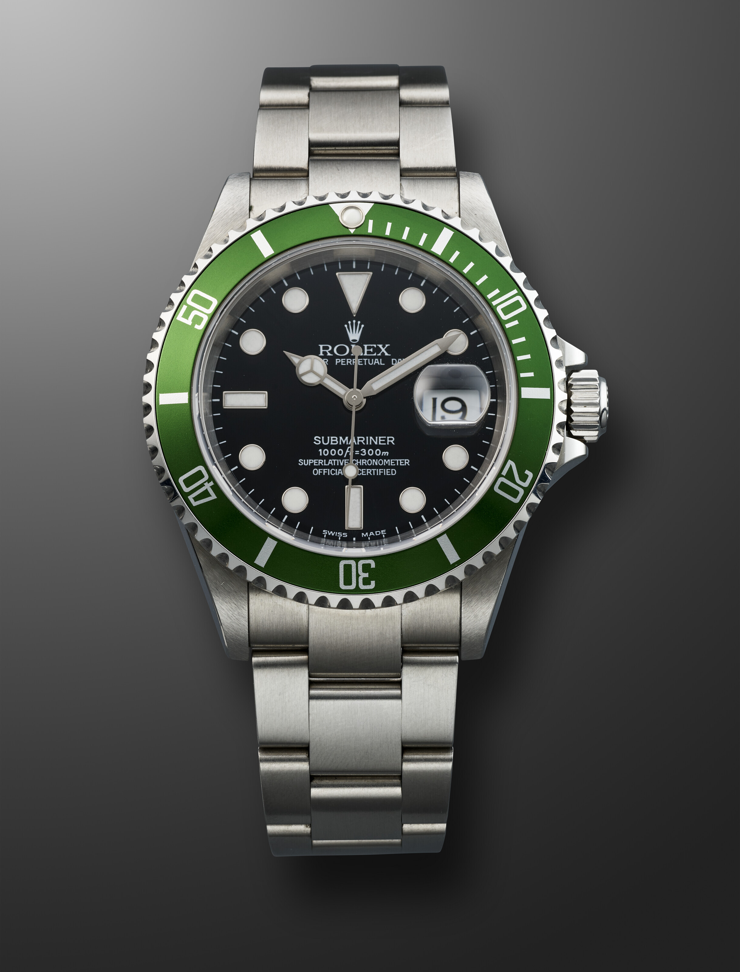 ROLEX, STAINLESS STEEL SUBMARINER 'KERMIT FLAT FOUR', REF. 16610 ...