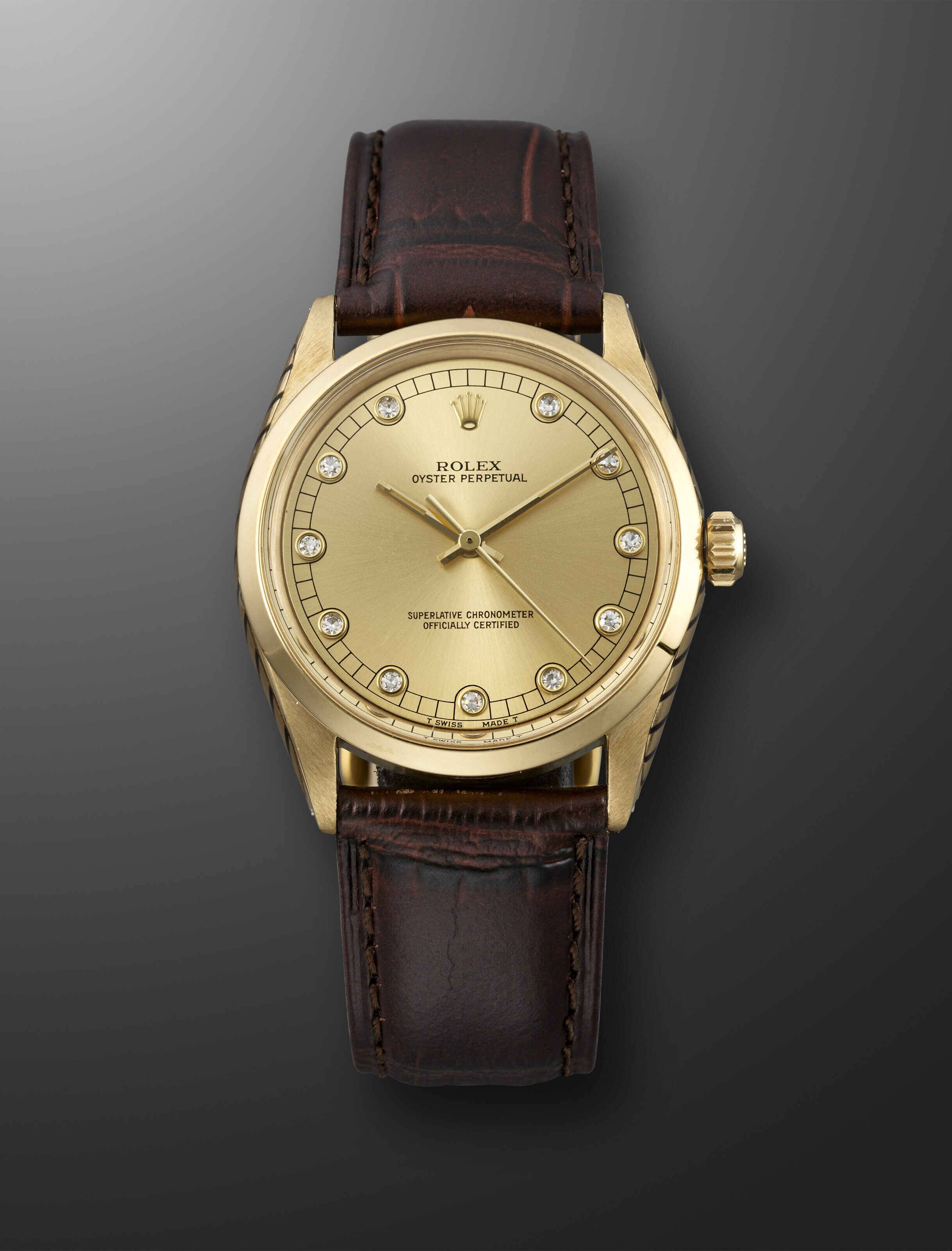 ROLEX, YELLOW GOLD AND DIAMOND-SET 'OYSTER PERPETUAL', REF. 1005 ...