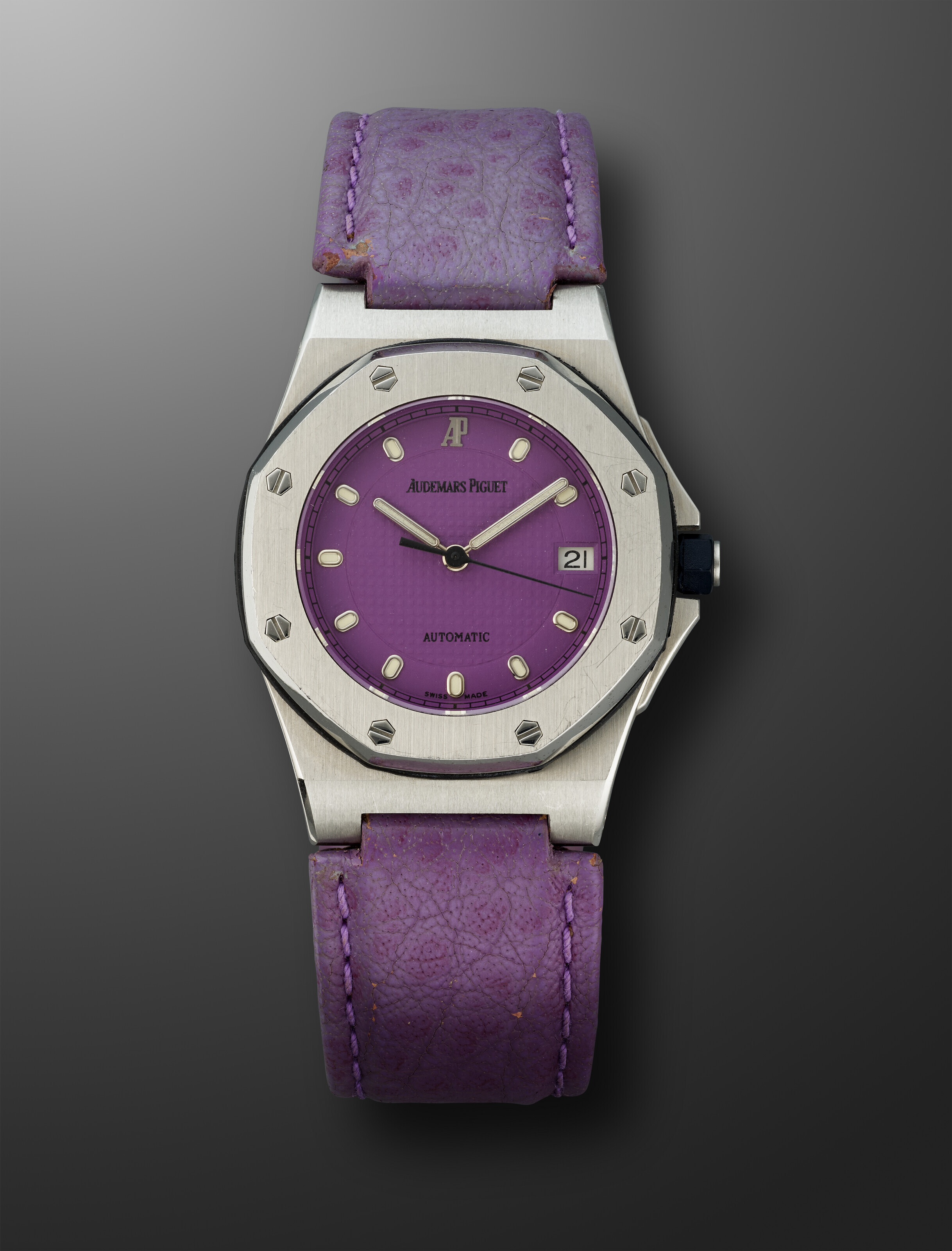 AUDEMARS PIGUET, STAINLESS STEEL ROYAL OAK OFFSHORE WITH A PURPLE DIAL ...