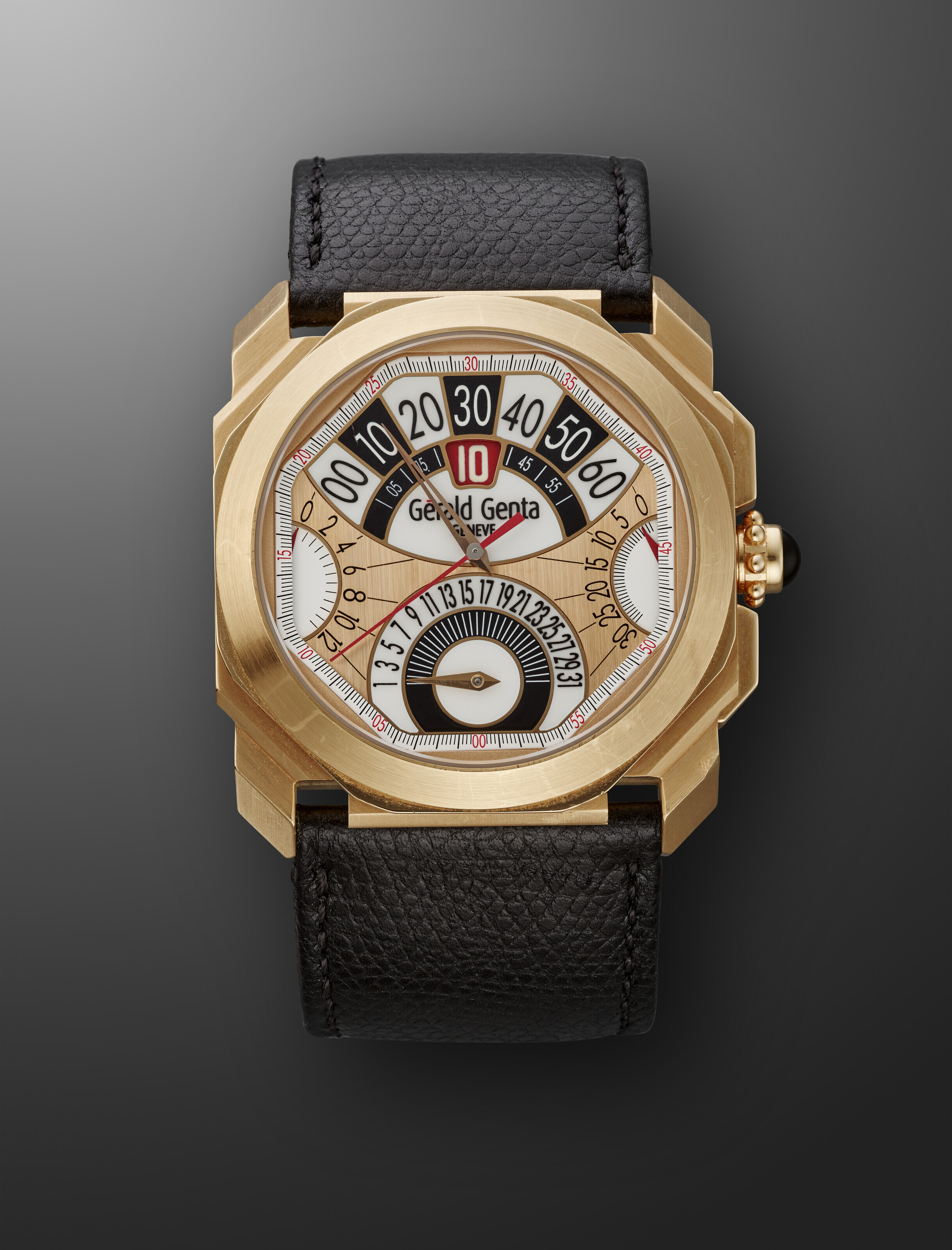GERALD GENTA, PINK GOLD CHRONOGRAPH 'QUATTRO RETRO' WITH RETROGRADE ...