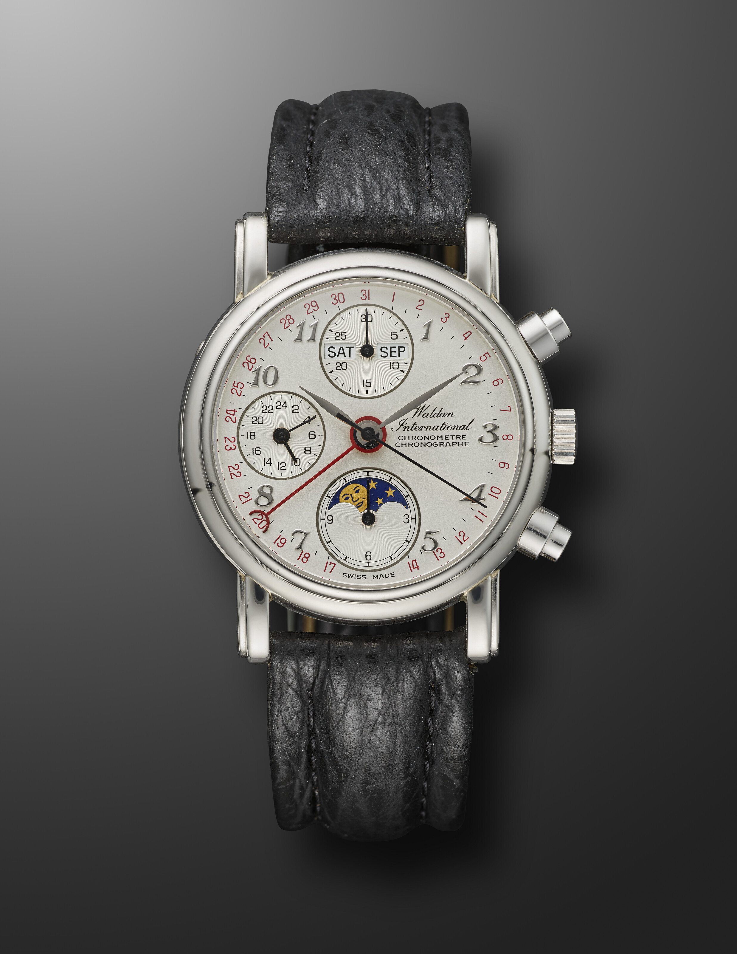 WALDAN INTERNATIONAL, PLATINUM TRIPLE CALENDAR CHRONOGRAPH, | Christie’s