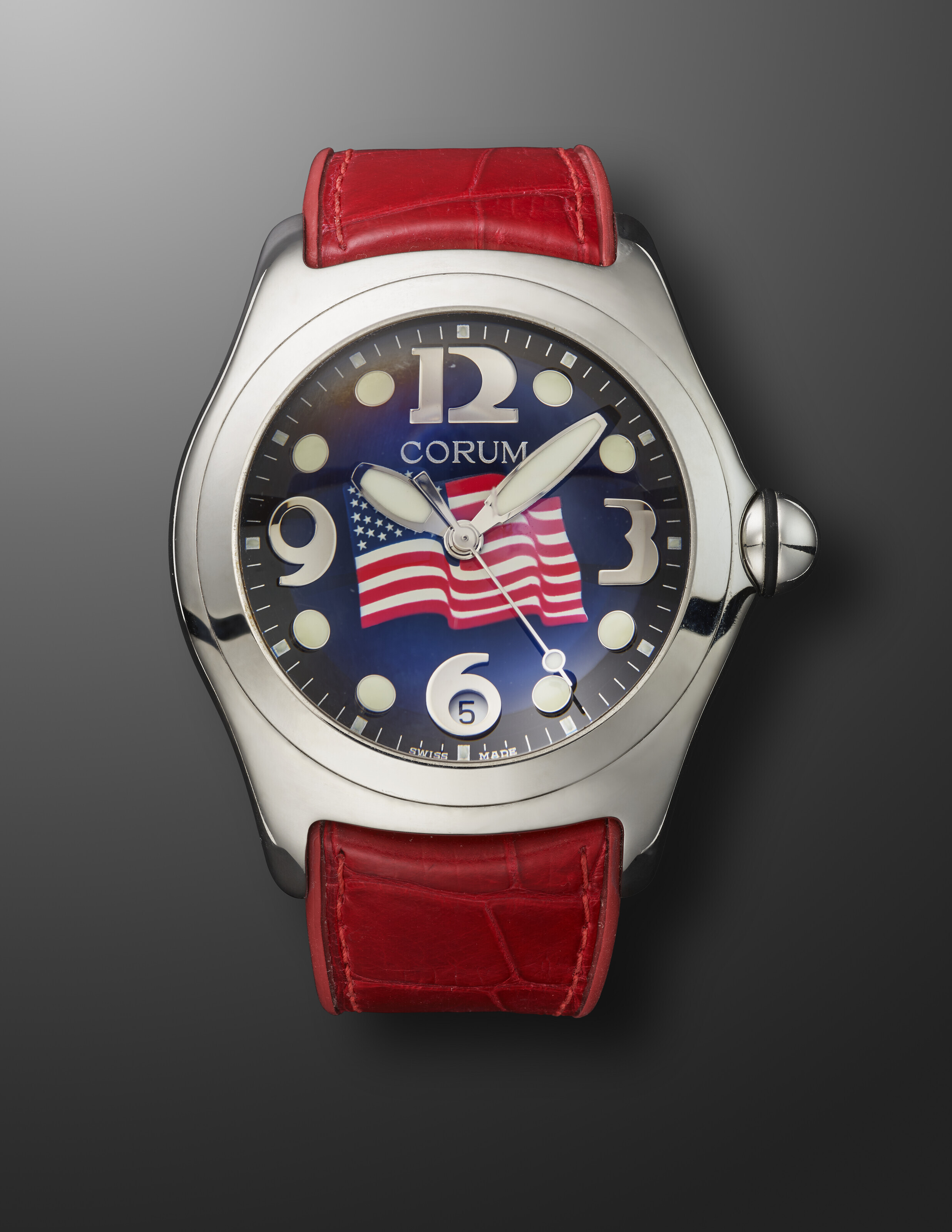 CORUM, LIMITED EDITION STAINLESS STEEL US FLAG 'BUBBLE', REF. 163.150. ...
