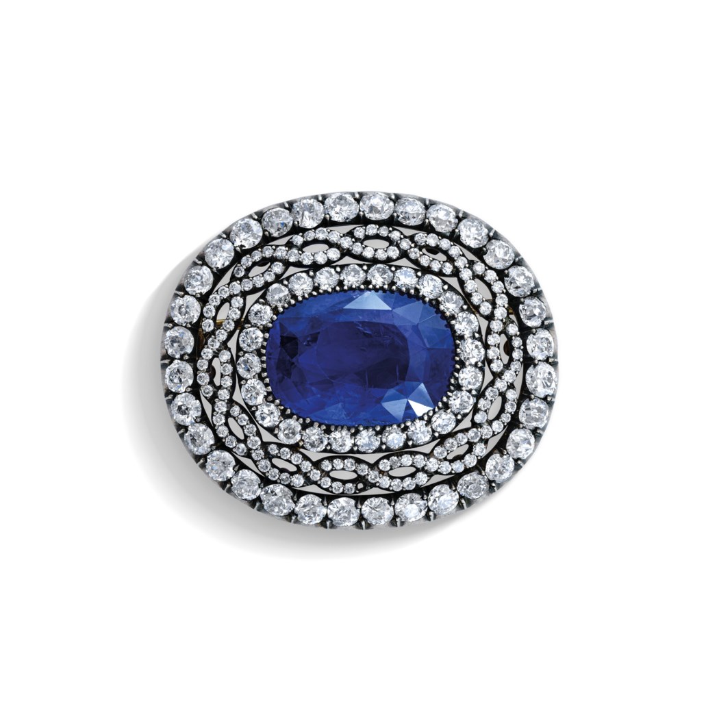 ANTIQUE SAPPHIRE AND DIAMOND BROOCH | Christie's