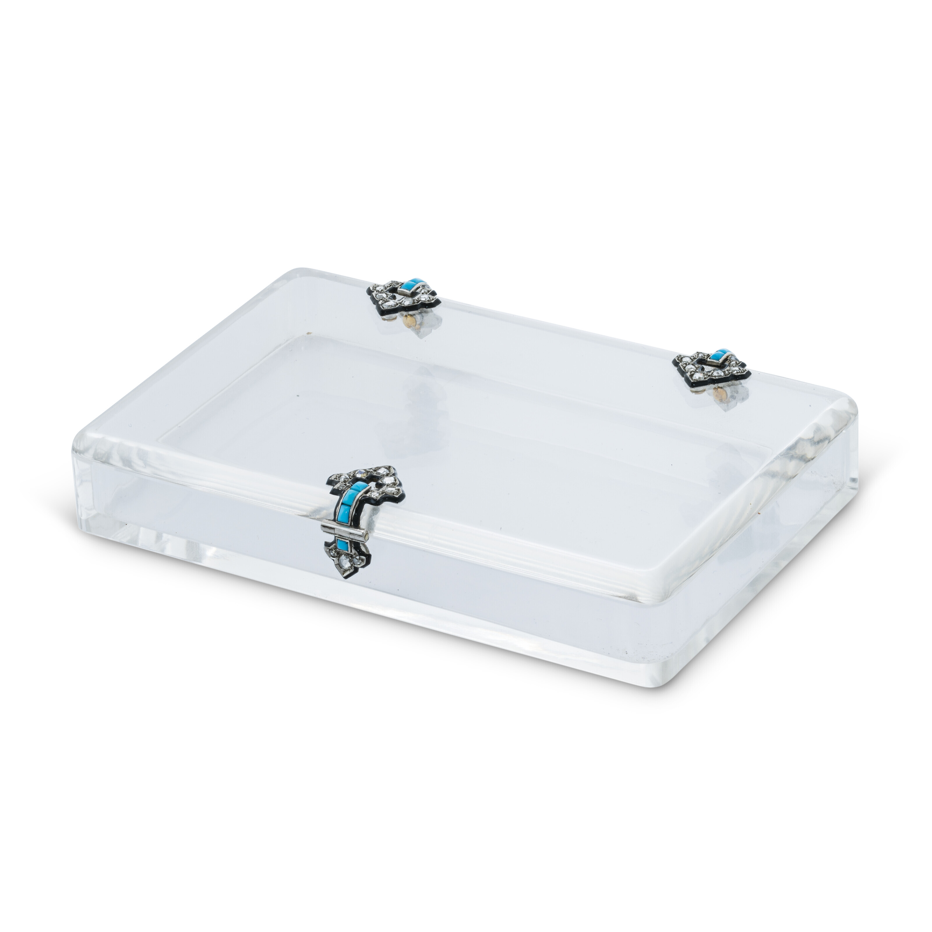 CARTIER ART DECO ROCK CRYSTAL, TURQUOISE, ENAMEL AND DIAMOND CIGARETTE ...