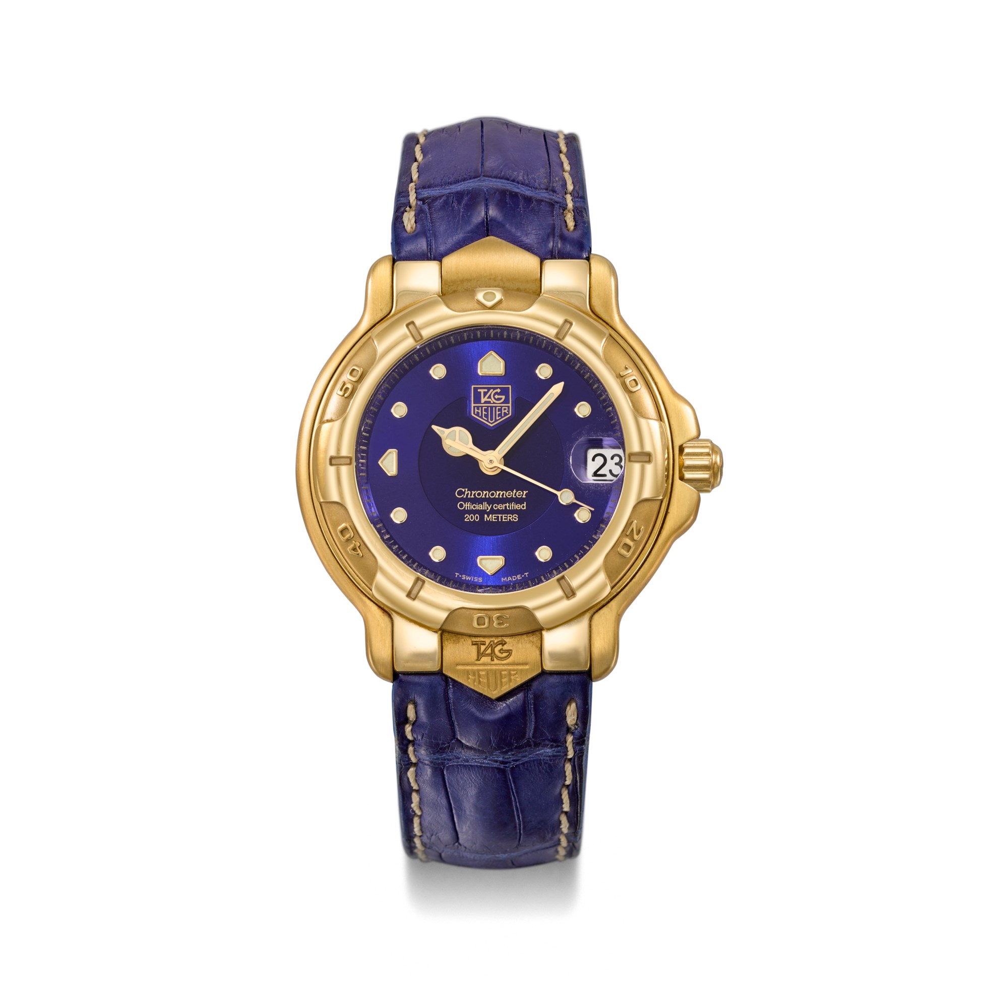 TAG HEUER. AN ATTRACTIVE 18K GOLD AUTOMATIC WRISTWATCH WITH SWEEP ...