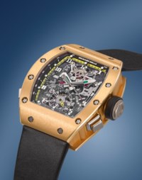 RICHARD MILLE. A UNIQUE 18K PINK GOLD TOURBILLON SPLIT SECONDS ...