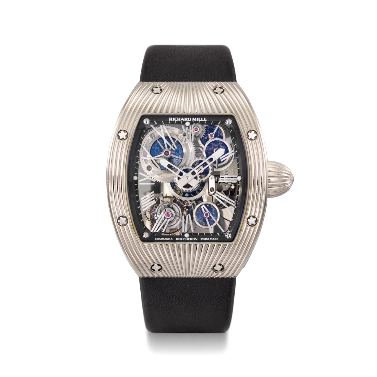 RICHARD MILLE. A UNIQUE 18K WHITE GOLD SKELETONIZED TOURBILLON ...