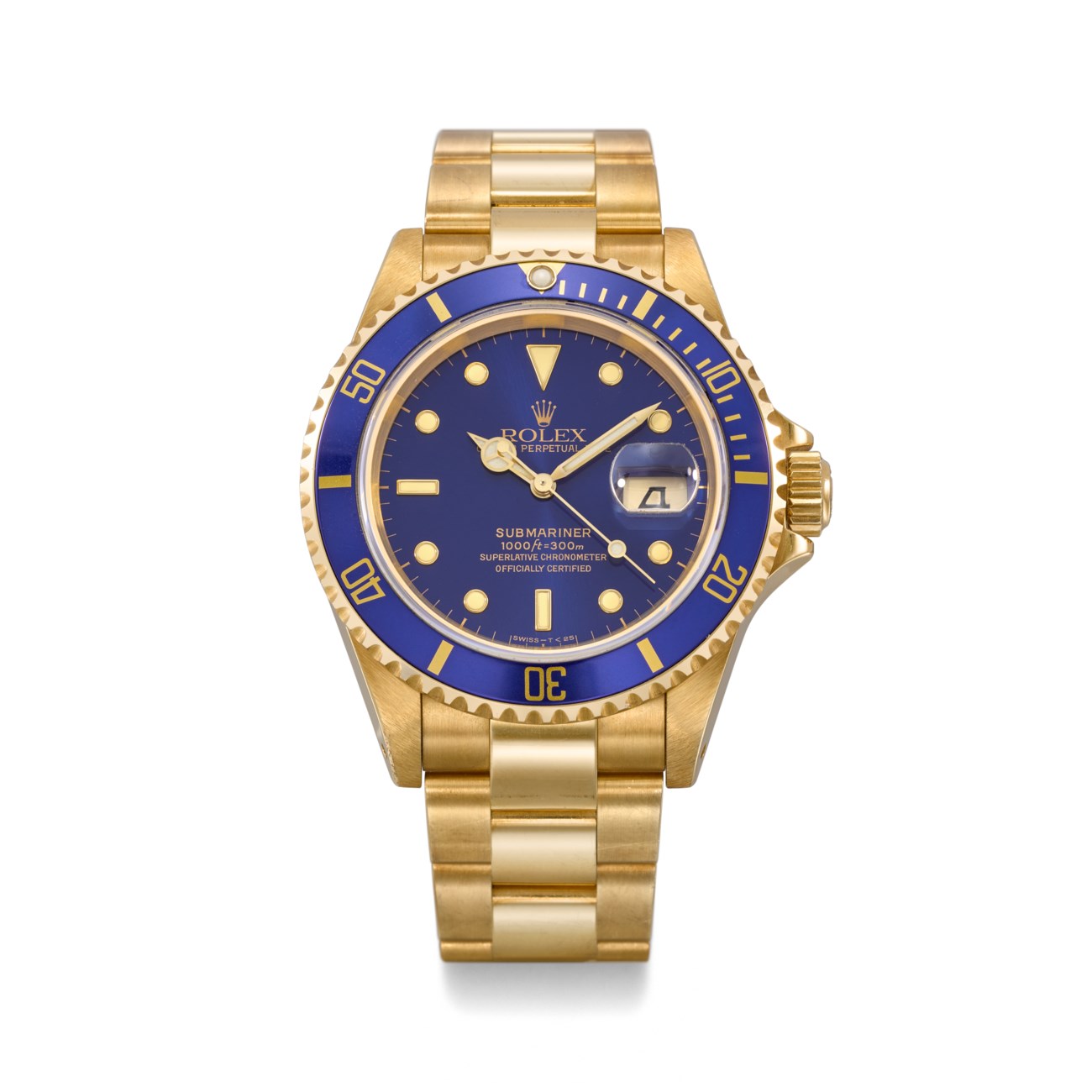 ROLEX. A RARE AND ATTRACTIVE 18K GOLD AUTOMATIC WRISTWATCH WITH SWEEP ...