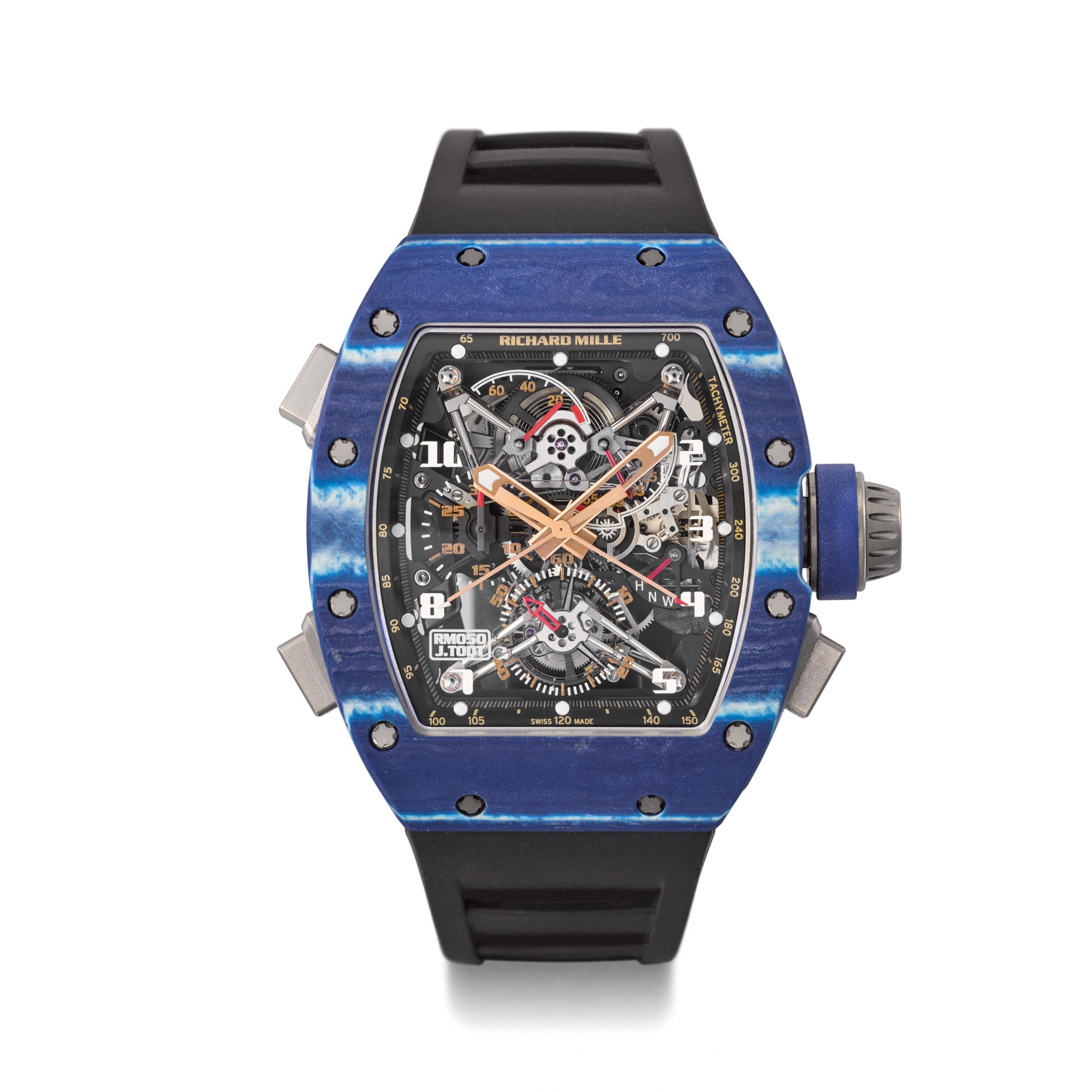 RICHARD MILLE. AN EXCEPTIONAL AND UNIQUE PROTOTYPE BLUE TPT QUARTZ AND ...