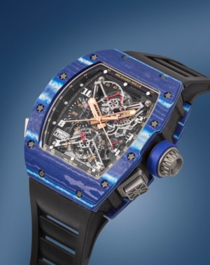 RICHARD MILLE. AN EXCEPTIONAL AND UNIQUE PROTOTYPE BLUE TPT QUARTZ AND ...