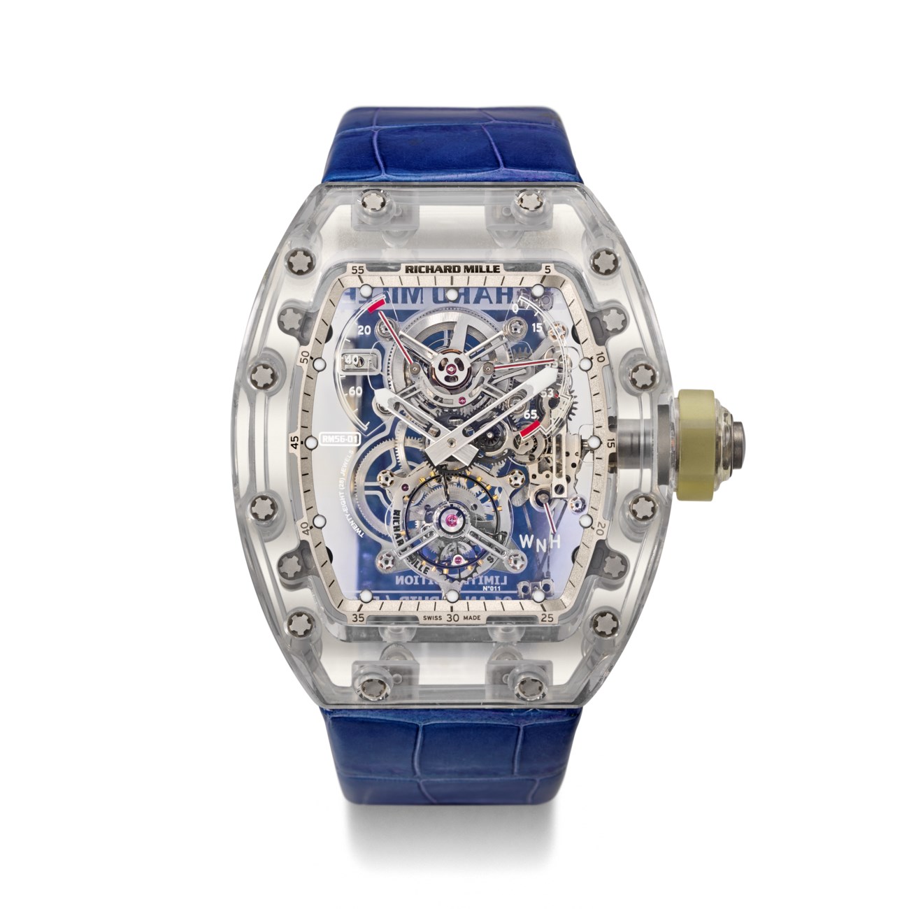 RICHARD MILLE. AN EXTRAORDINARY AND EXTREMELY RARE TRANSPARENT SAPPHIRE ...