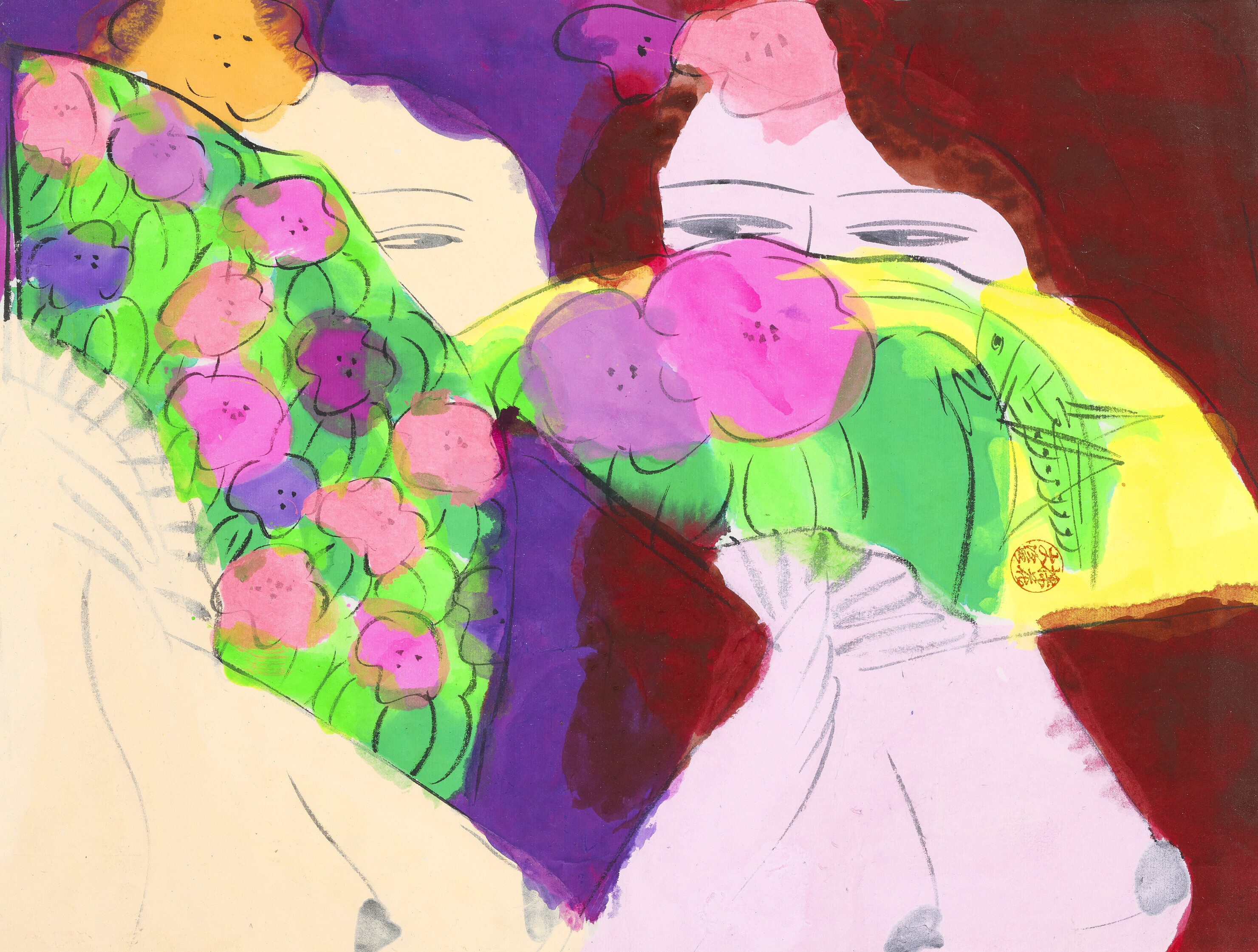 WALASSE TING (DING XIONGQUAN, 1929-2010), Two Ladies with Fans | Christie’s