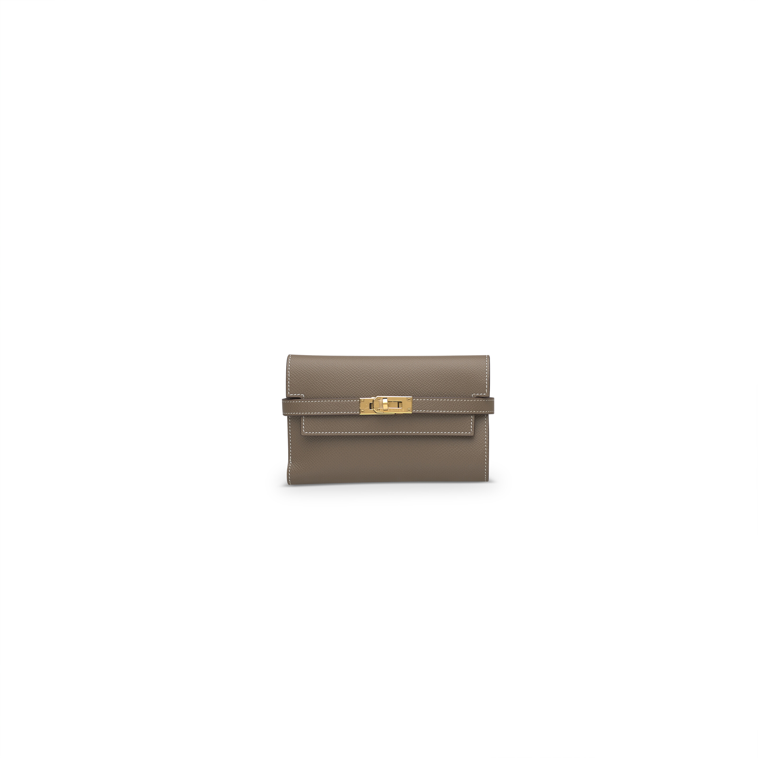 AN ÉTOUPE EPSOM LEATHER SMALL KELLY WALLET WITH GOLD HARDWARE, HERMÈS ...