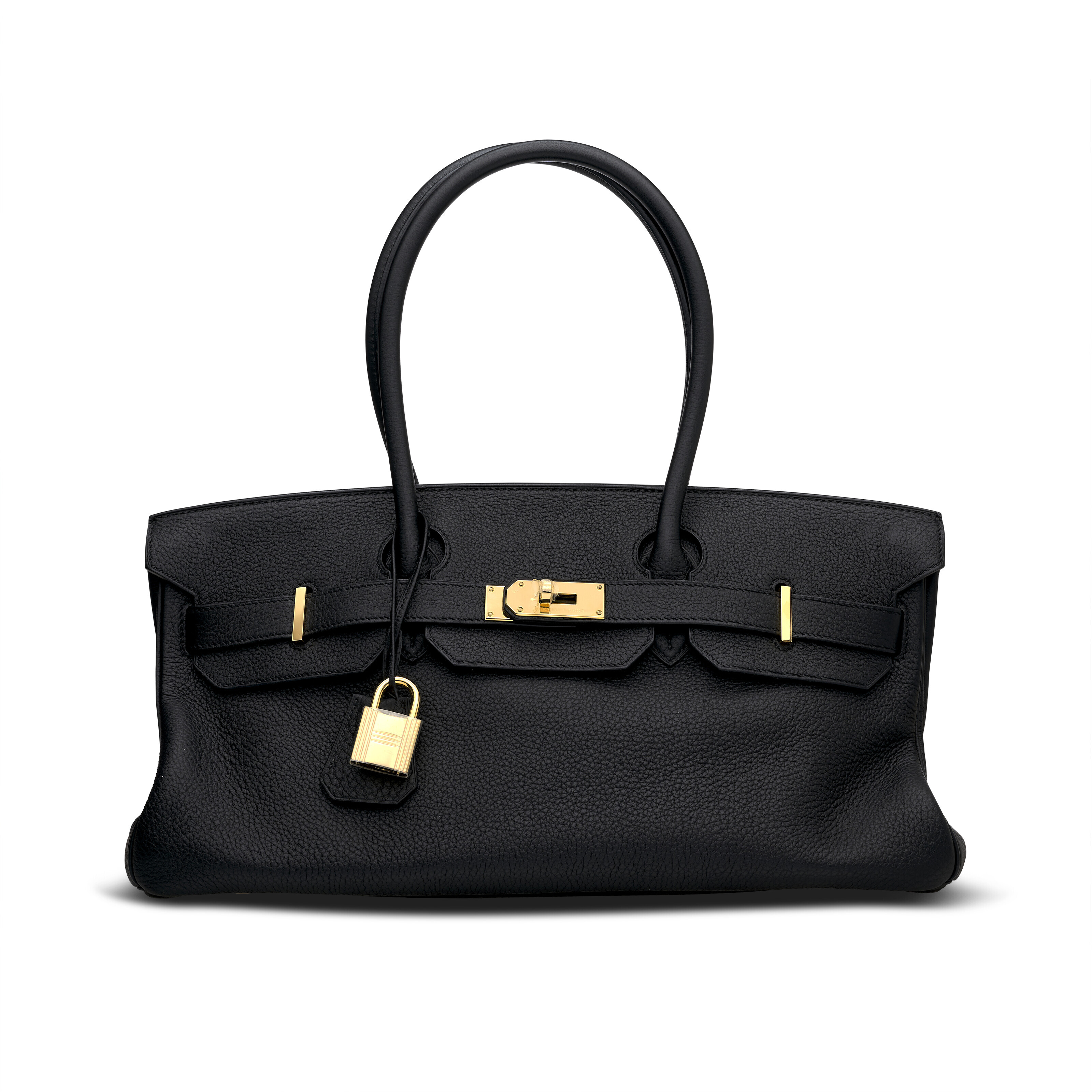A BLACK CLÉMENCE LEATHER JPG SHOULDER BIRKIN 42 WITH GOLD HARDWARE ...