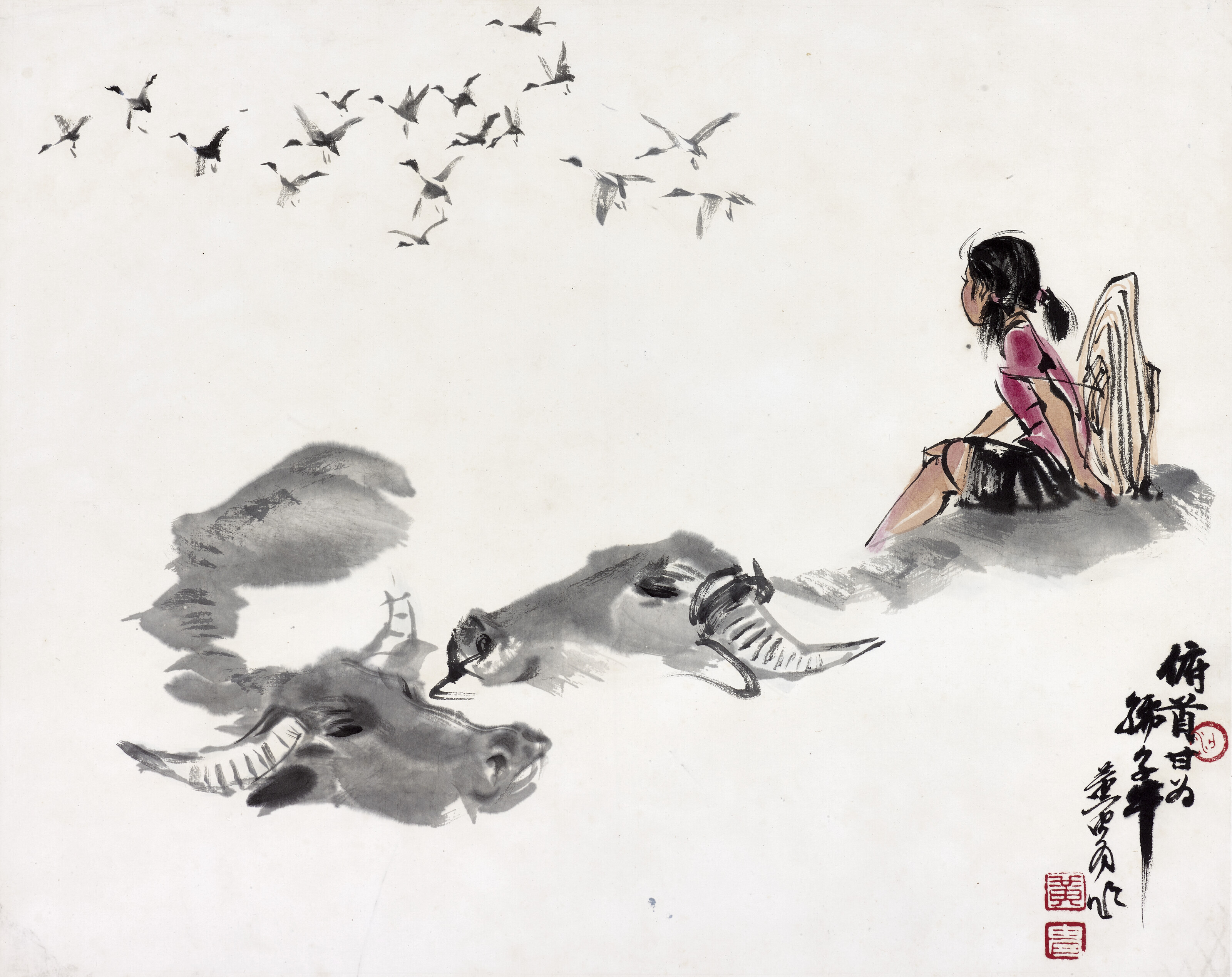 HUANG ZHOU (1925-1997), Riding on Buffalo | Christie’s