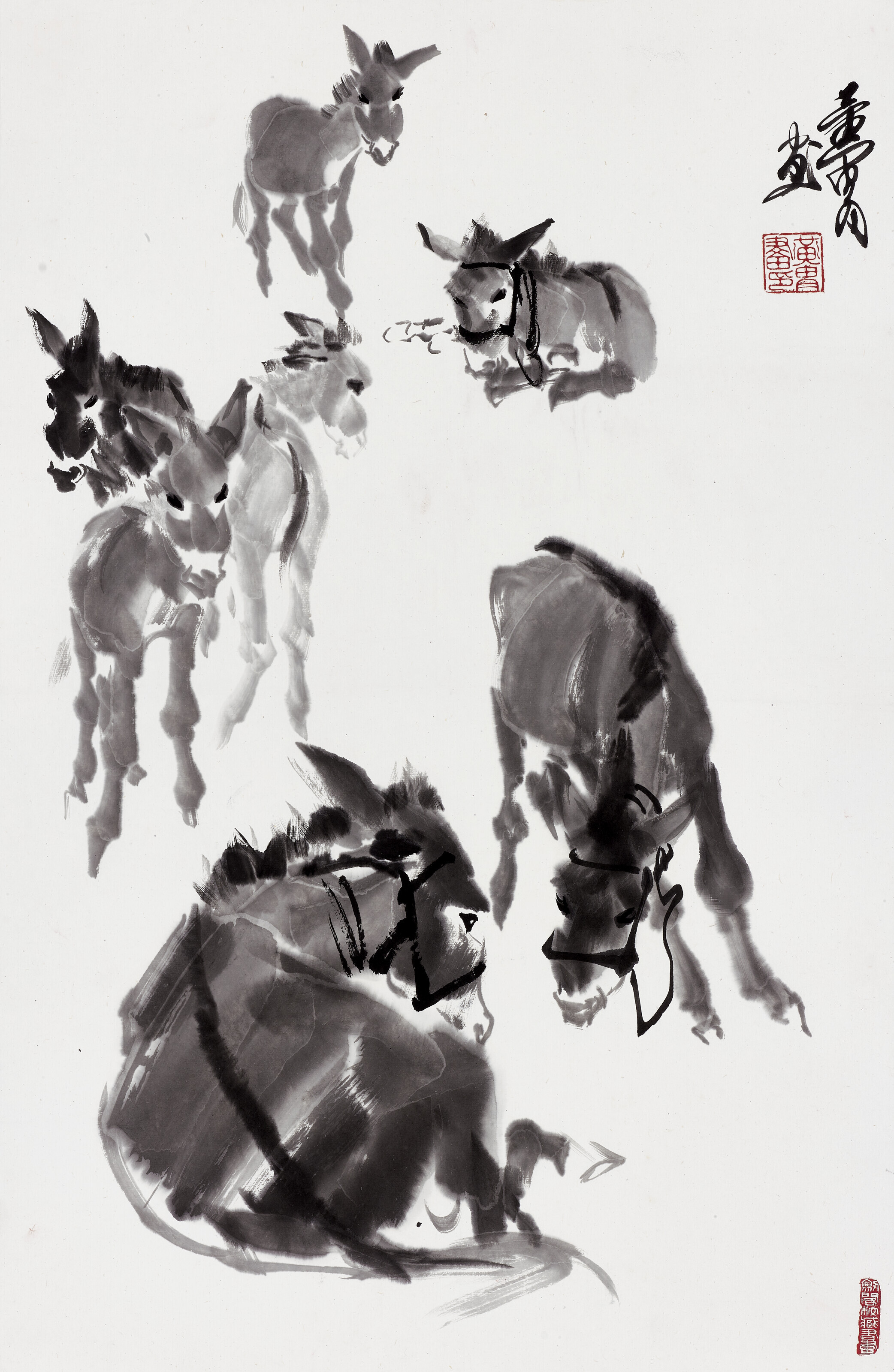 HUANG ZHOU (1925-1997), Seven Donkeys | Christie’s