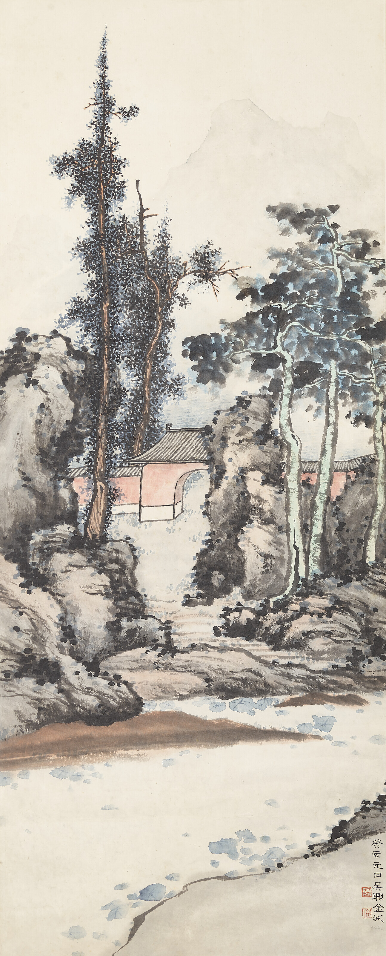 JIN CHENG (1878-1926), Landscape with Red Gate | Christie’s