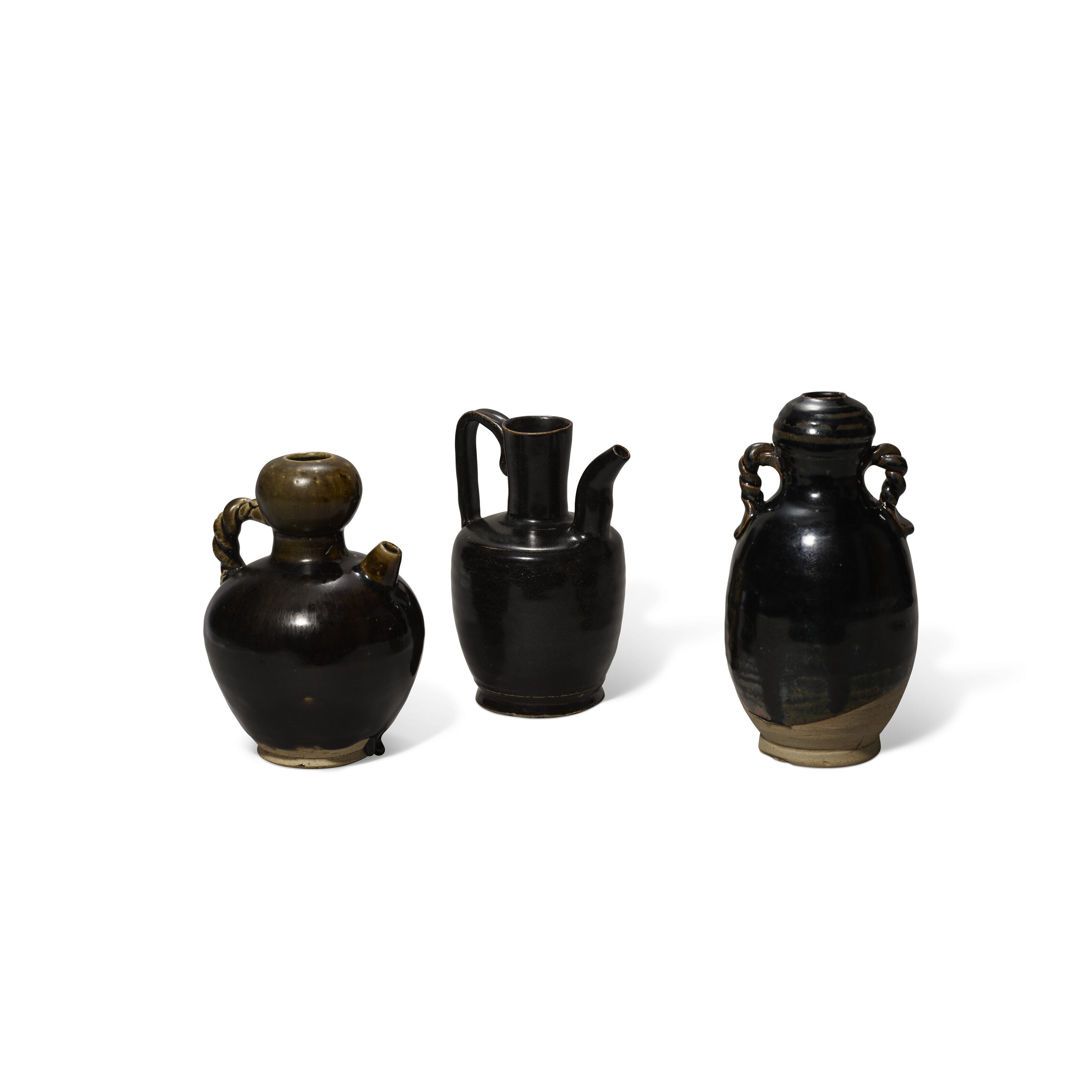 A GROUP OF THREE BLACK-GLAZED CERAMIC VESSELS, | Christie’s