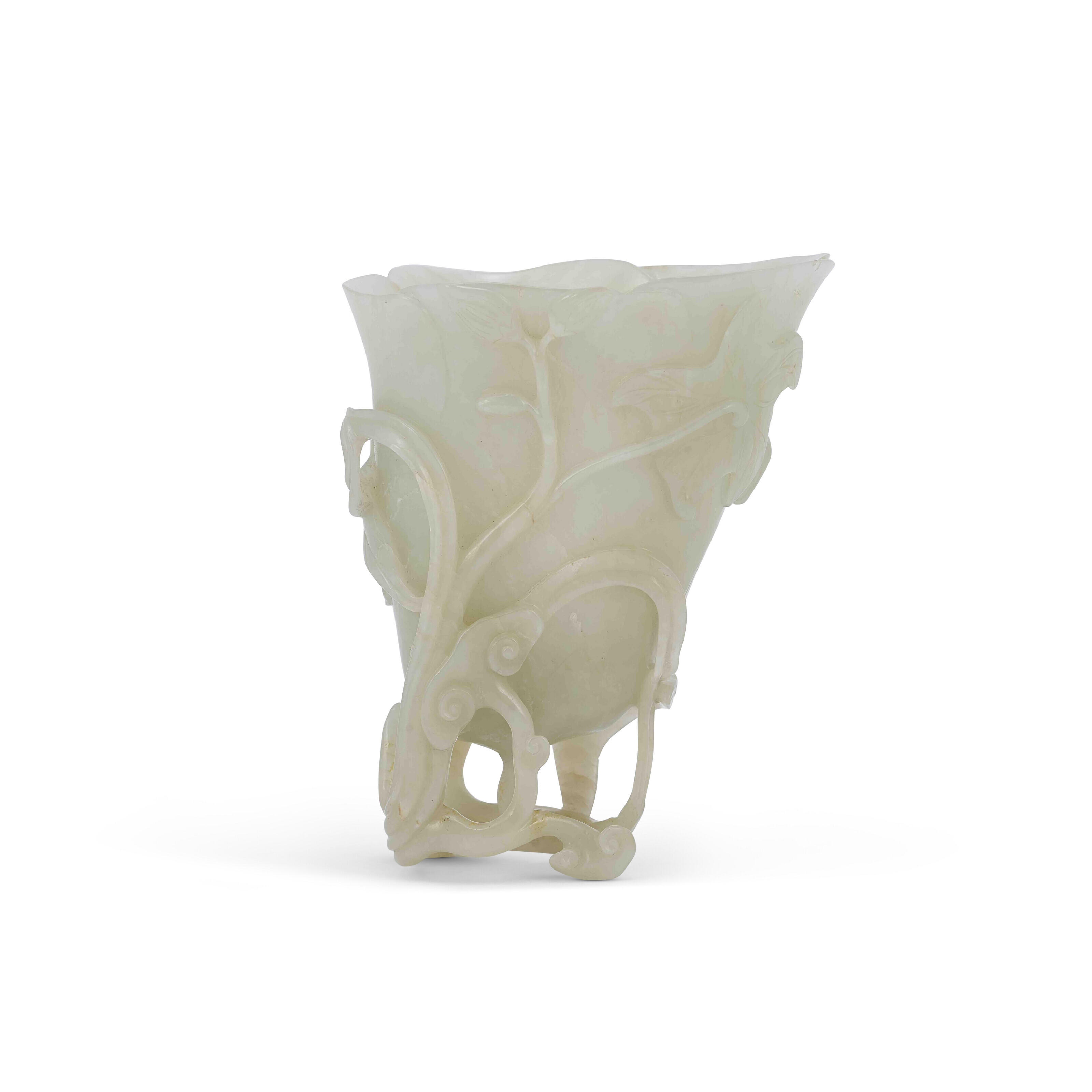A PALE CELADON JADE ‘MAGNOLIA’ CUP, QING DYNASTY, 18TH-19TH CENTURY ...