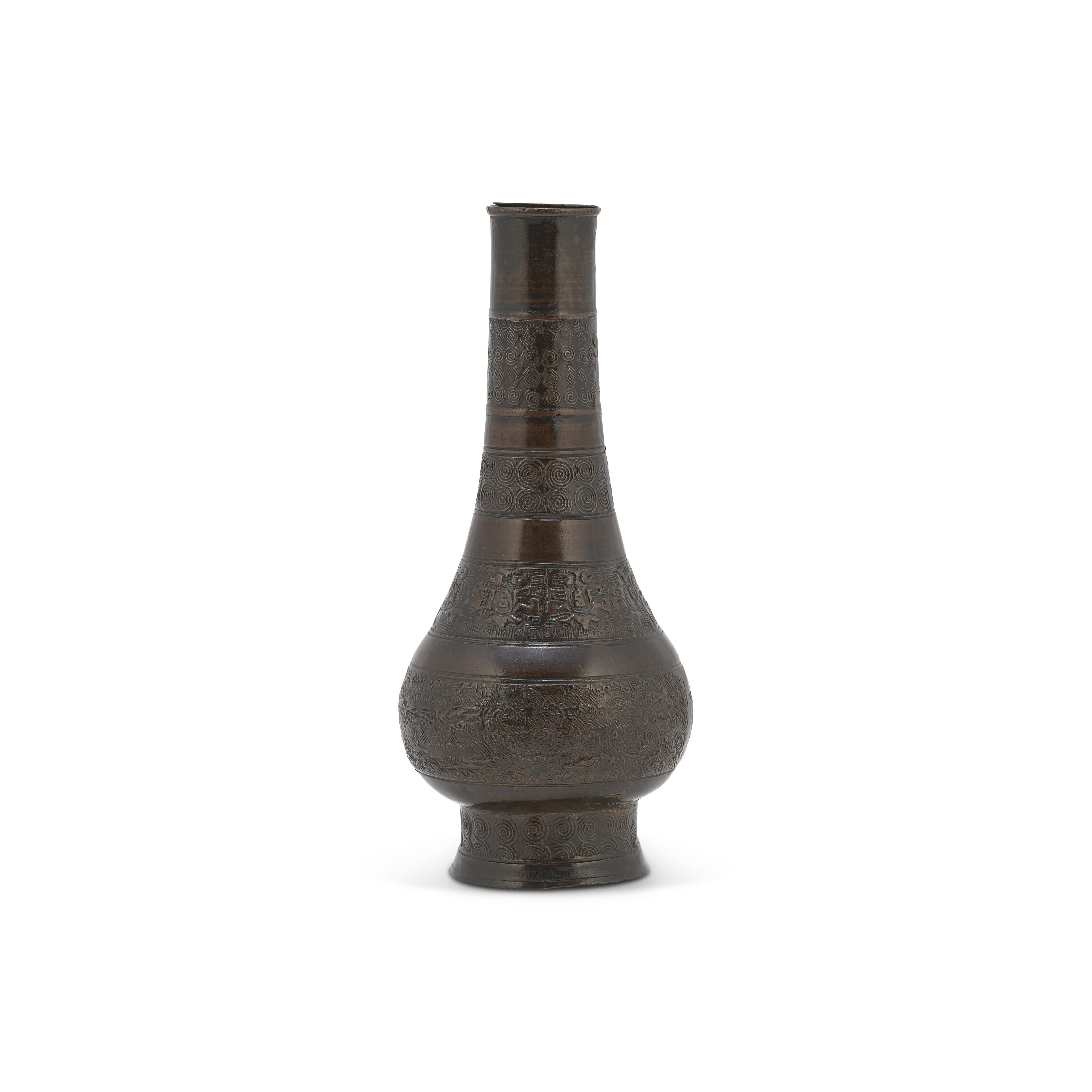 A BRONZE ‘WAVE’ PEAR-SHAPED VASE, YUAN DYNASTY (1279-1368) | Christie’s