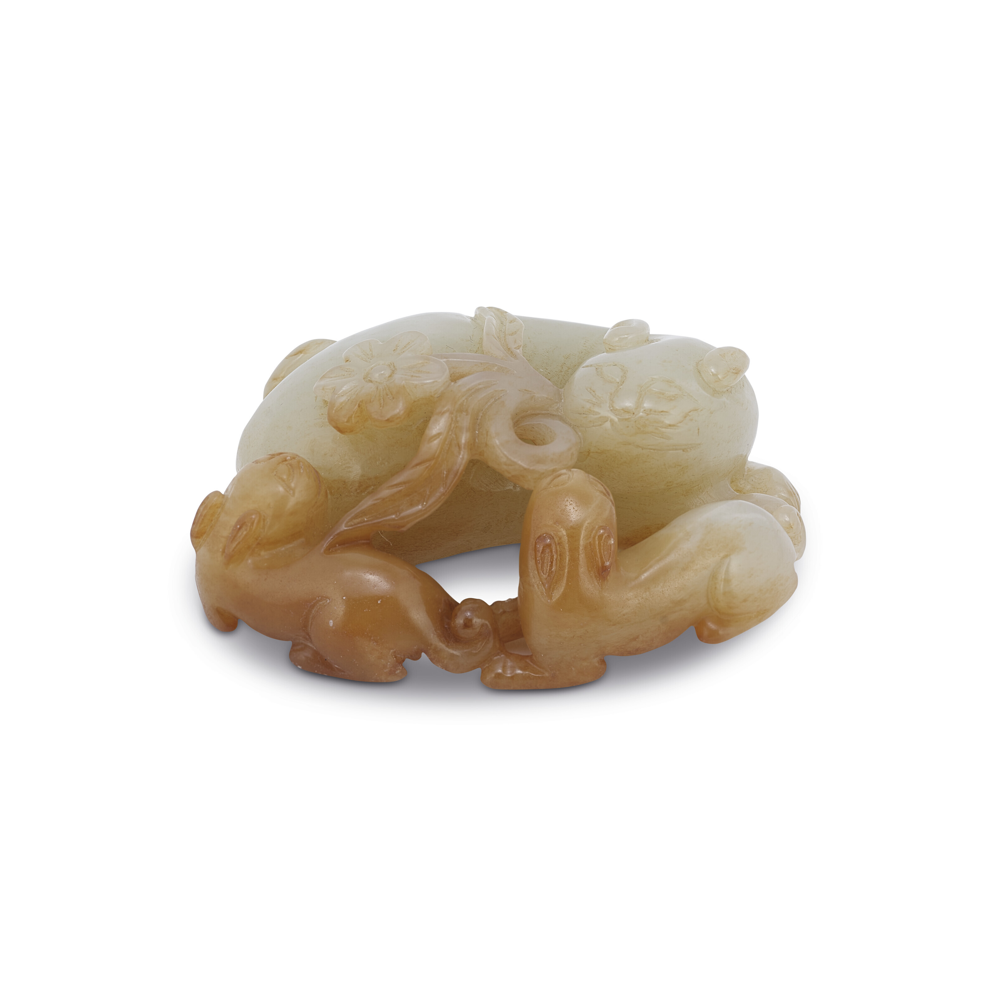 A CELADON AND RUSSET JADE 'CATS' GROUP, QING DYNASTY (1644-1911 ...