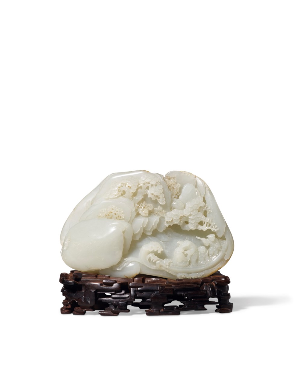 A SUPERBLY CARVED WHITE JADE ‘RED CLIFF’ BOULDER, QIANLONG-JIAQING ...