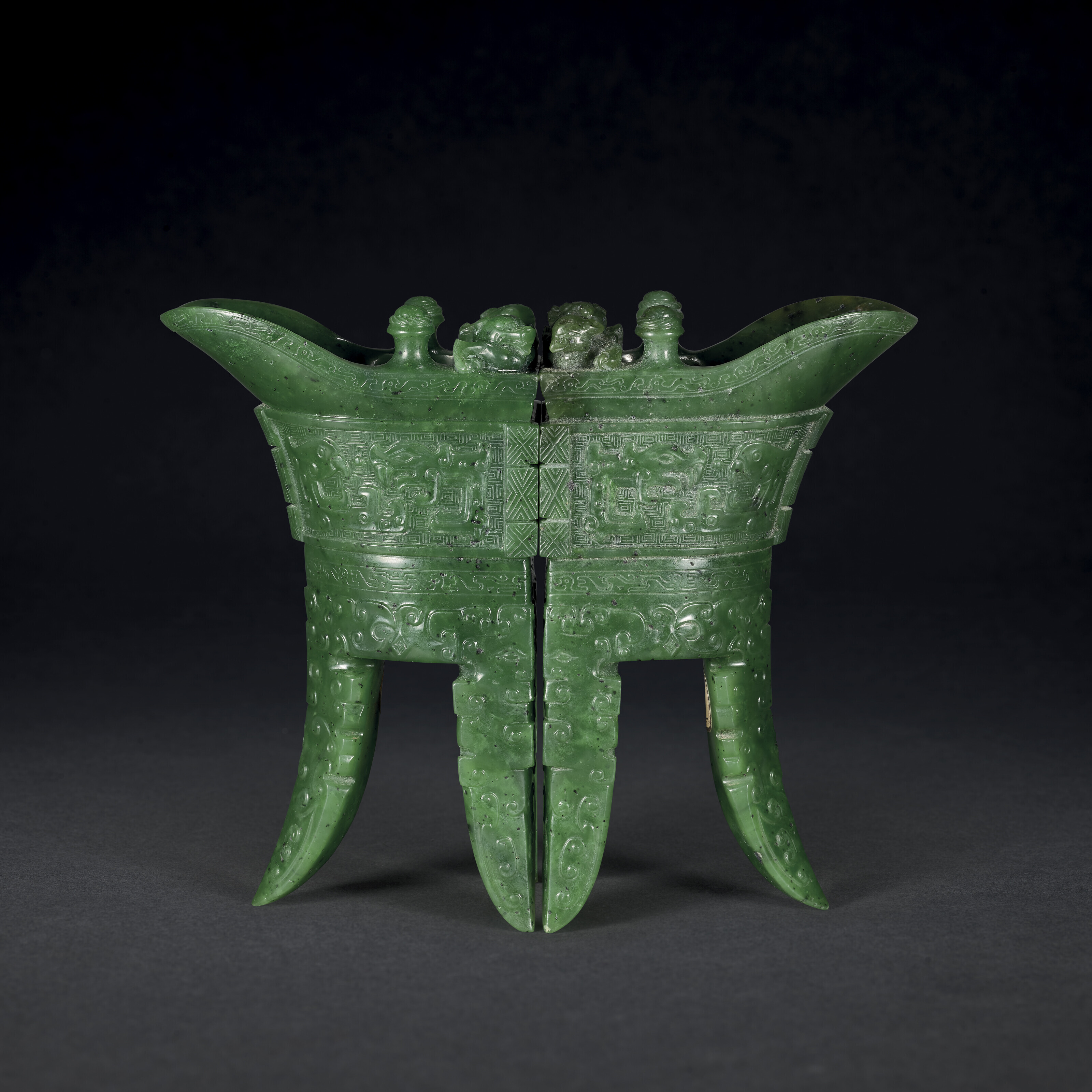 A JADE AND HARDSTONE EMBELLISHED REPOUSSE GILT-METAL MIRROR, SQUARE ...