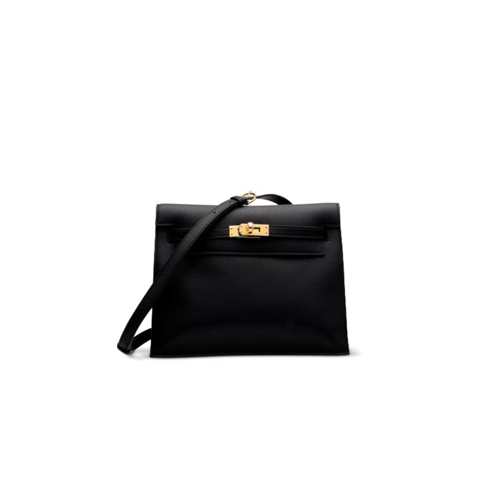 A BLACK SWIFT LEATHER KELLY DANSE WITH GOLD HARDWARE, HERMÈS, 2021 ...
