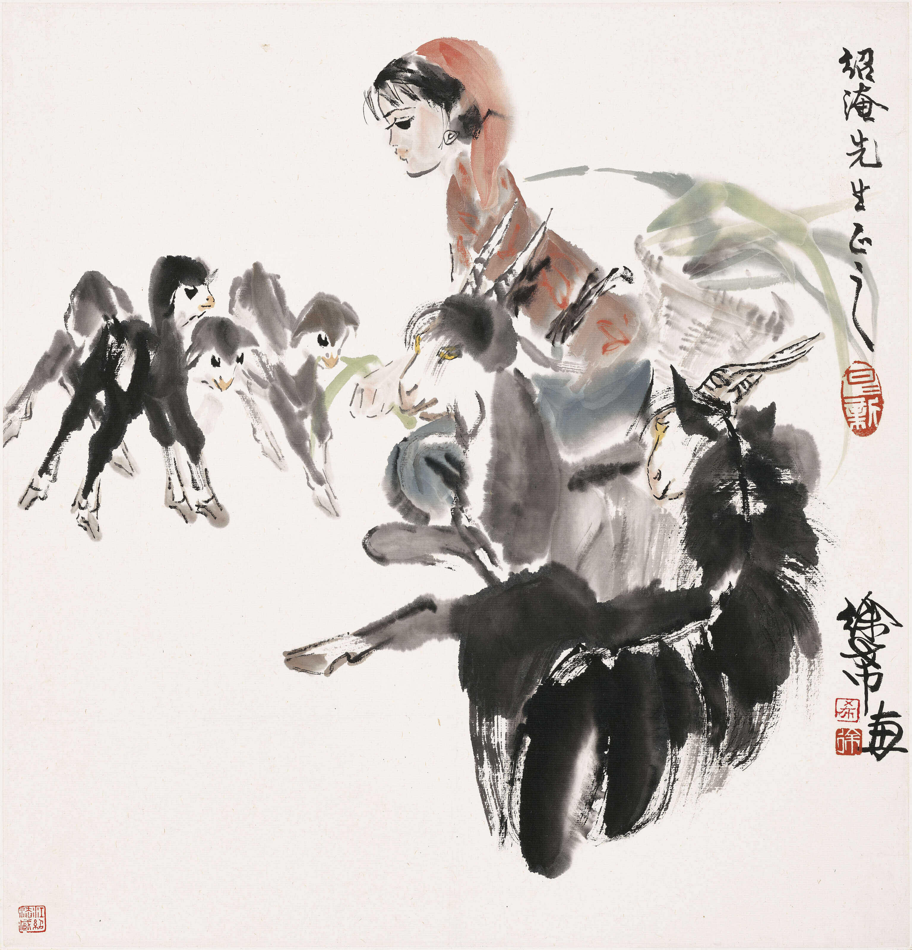 XU XI (1940-2015), Lady Herding Goats | Christie’s