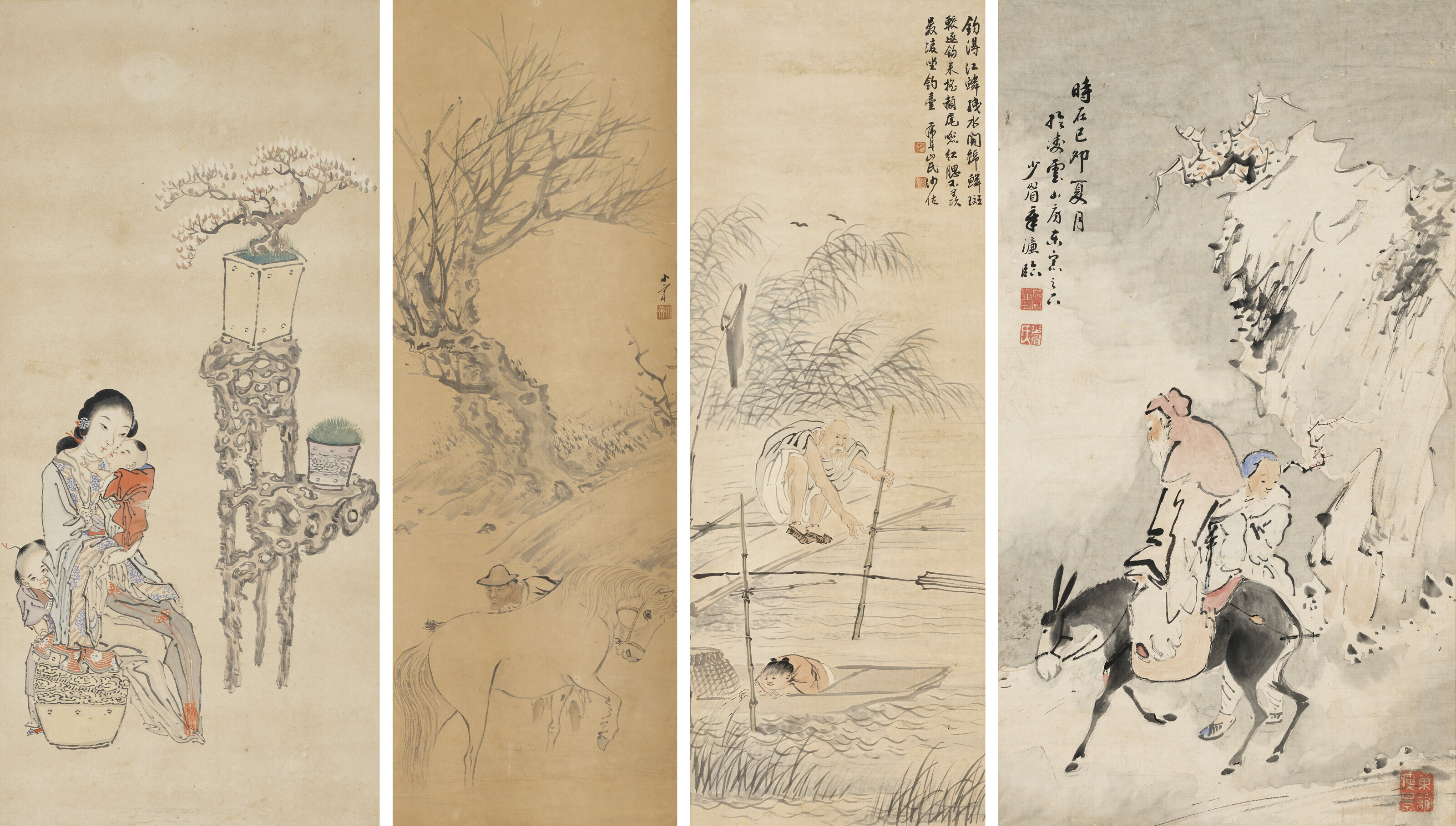 ZHANG LIAN (19TH CENTURY) / SHA ZUO (?-1945?) / ANONYMOUS, Riding ...