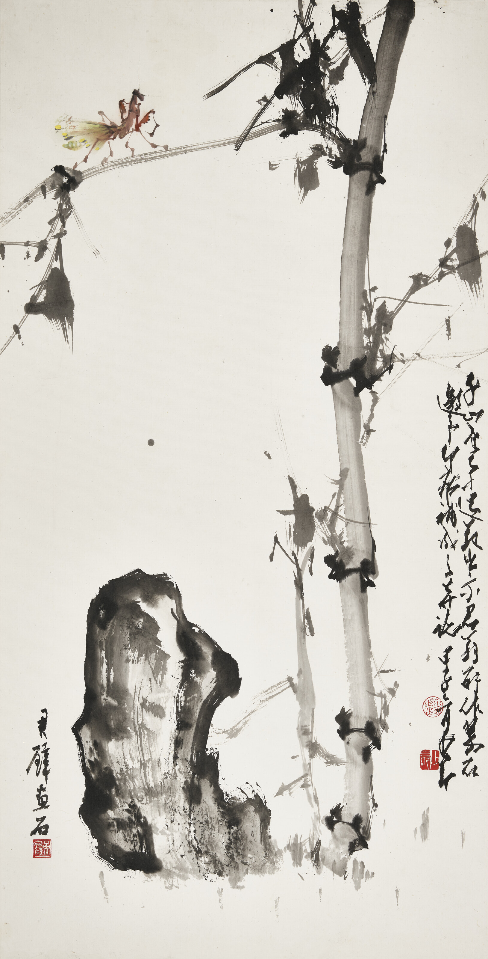 ZHAO SHAO'ANG (1905-1998) AND HUANG JUNBI (1898-1991), Mantis, Bamboo ...