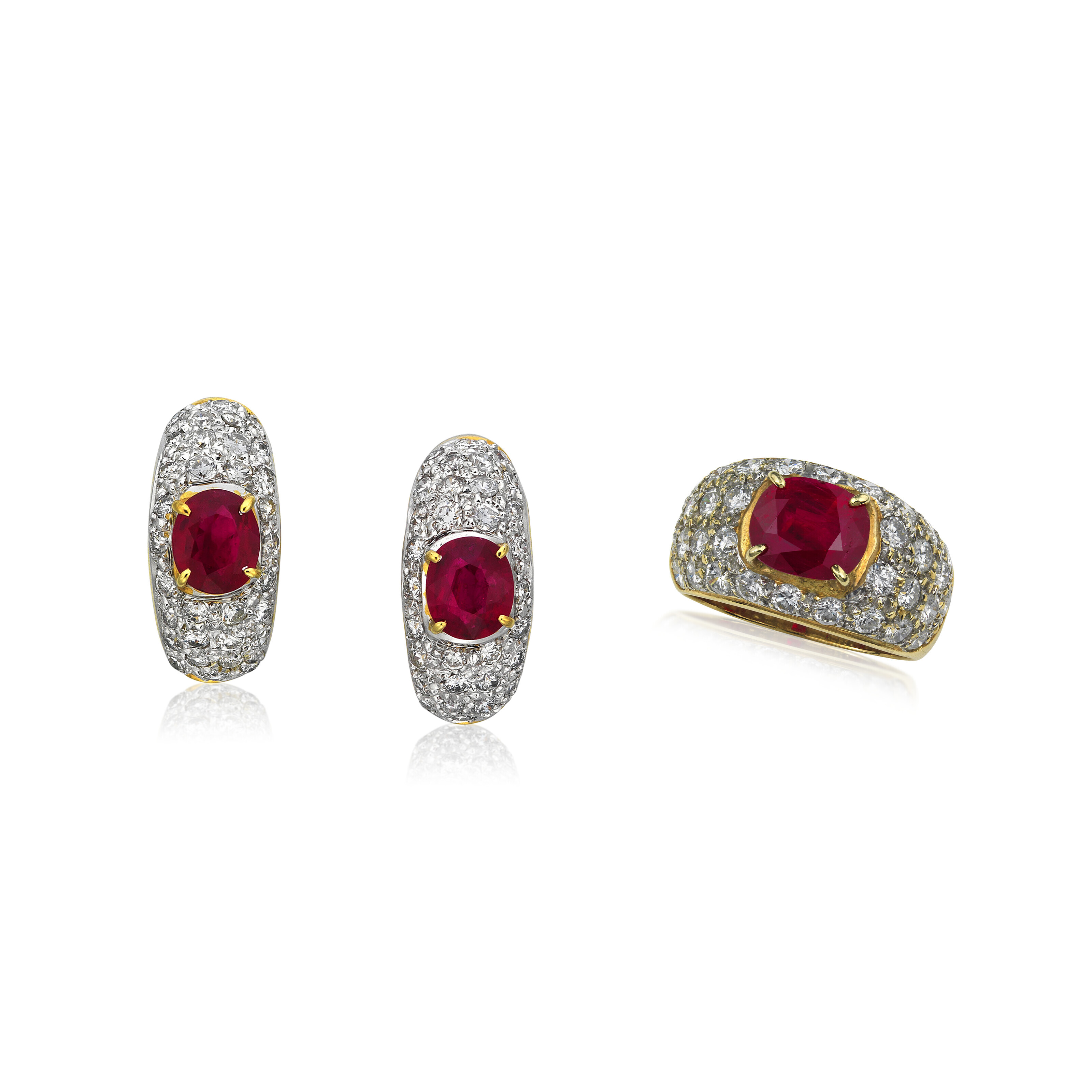 RUBY AND DIAMOND RING AND EARRINGS, | Christie’s