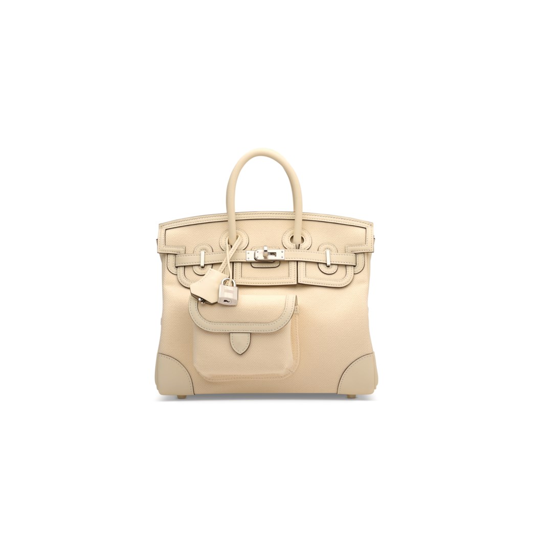 A LIMITED EDITION NATA CANVAS & SWIFT LEATHER CARGO BIRKIN 25 WITH ...