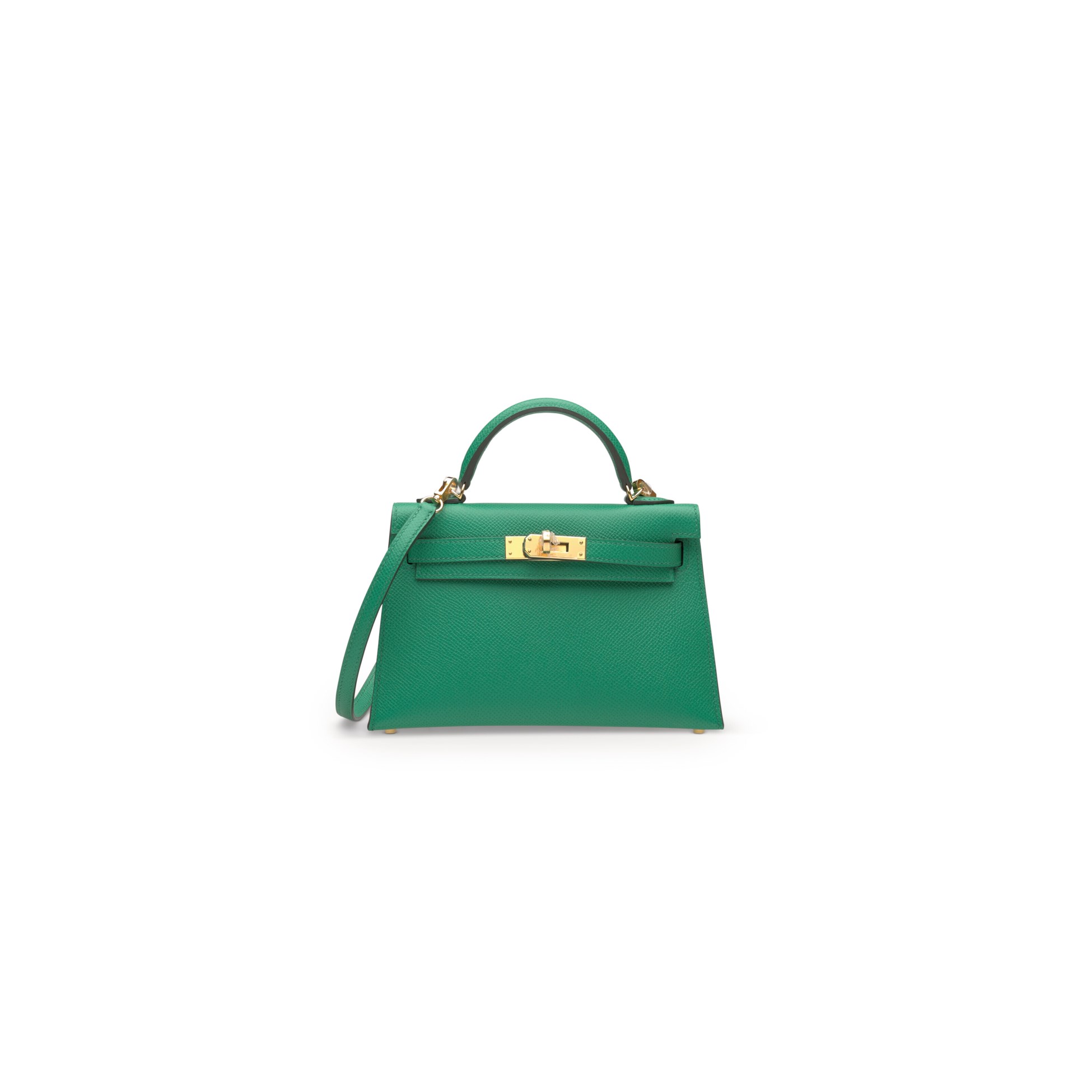 A VERT JADE EPSOM LEATHER MINI KELLY 20 II WITH GOLD HARDWARE, HERMÈS ...