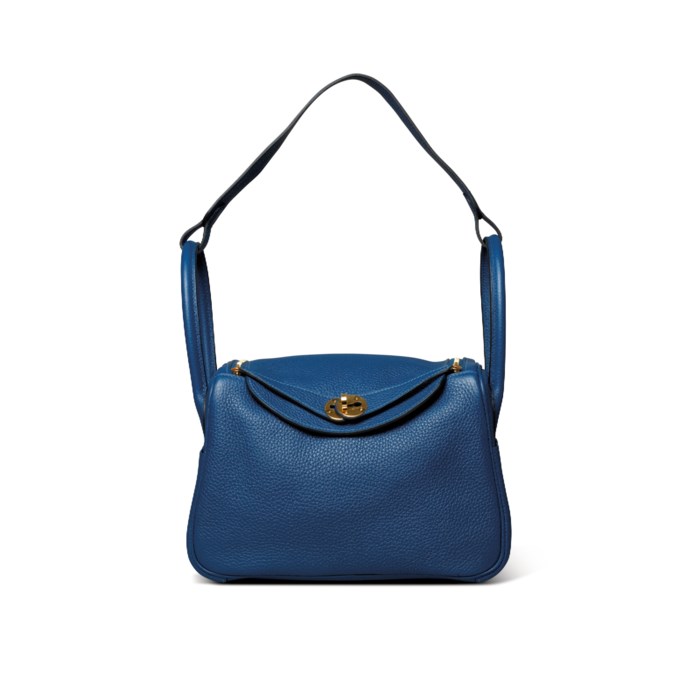 A DEEP BLUE CLÉMENCE LEATHER LINDY 26 GOLD HARDWARE