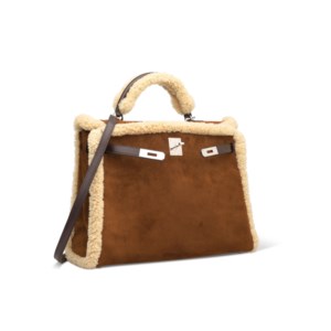 A RARE, SUEDE & SHEARLING TEDDY KELLY 35 WITH PALLADIUM HARDWARE ...