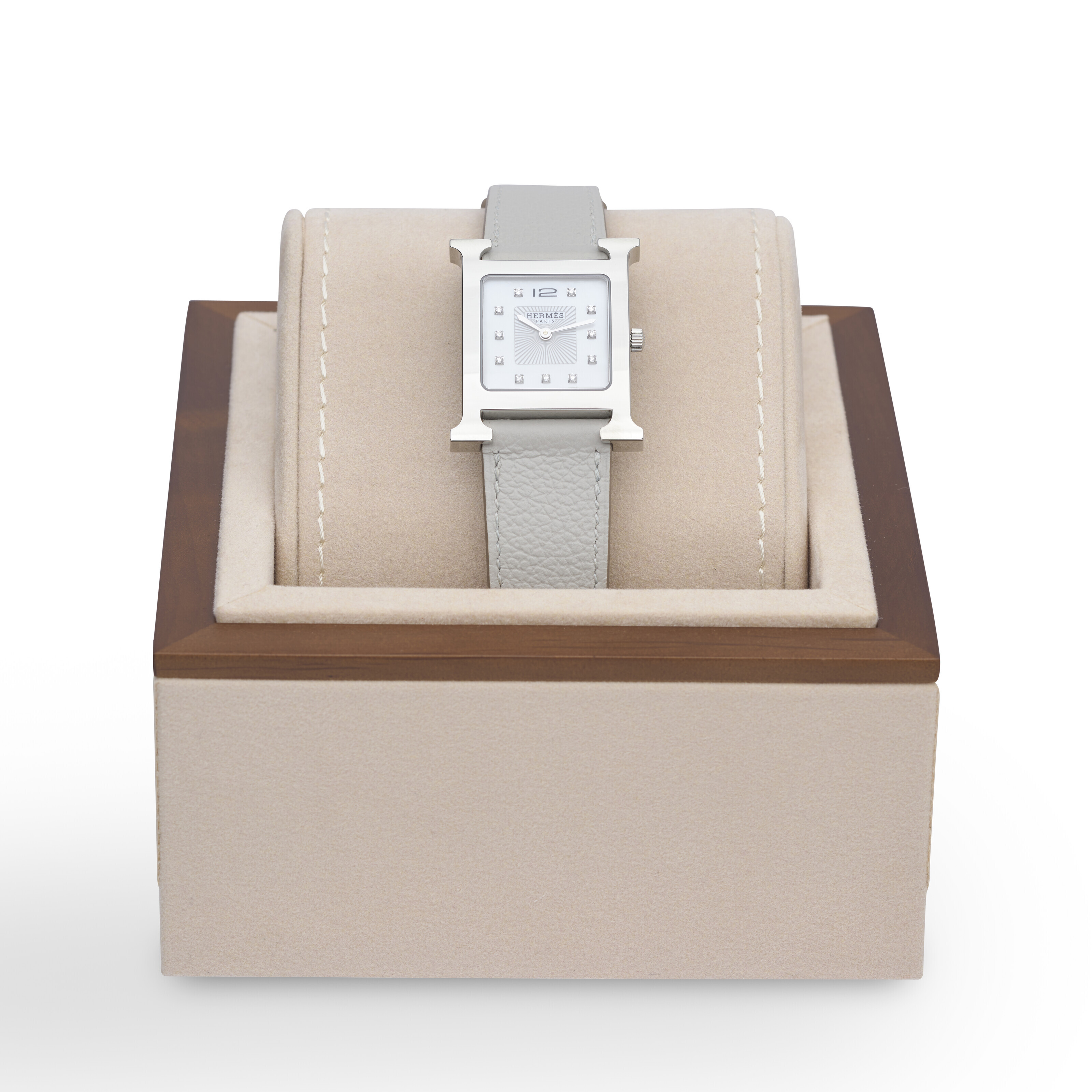 A DIAMOND SET MOTHER OF PEARL DIAL HEURE H WATCH WITH GRIS PERLE CHÈVRE ...
