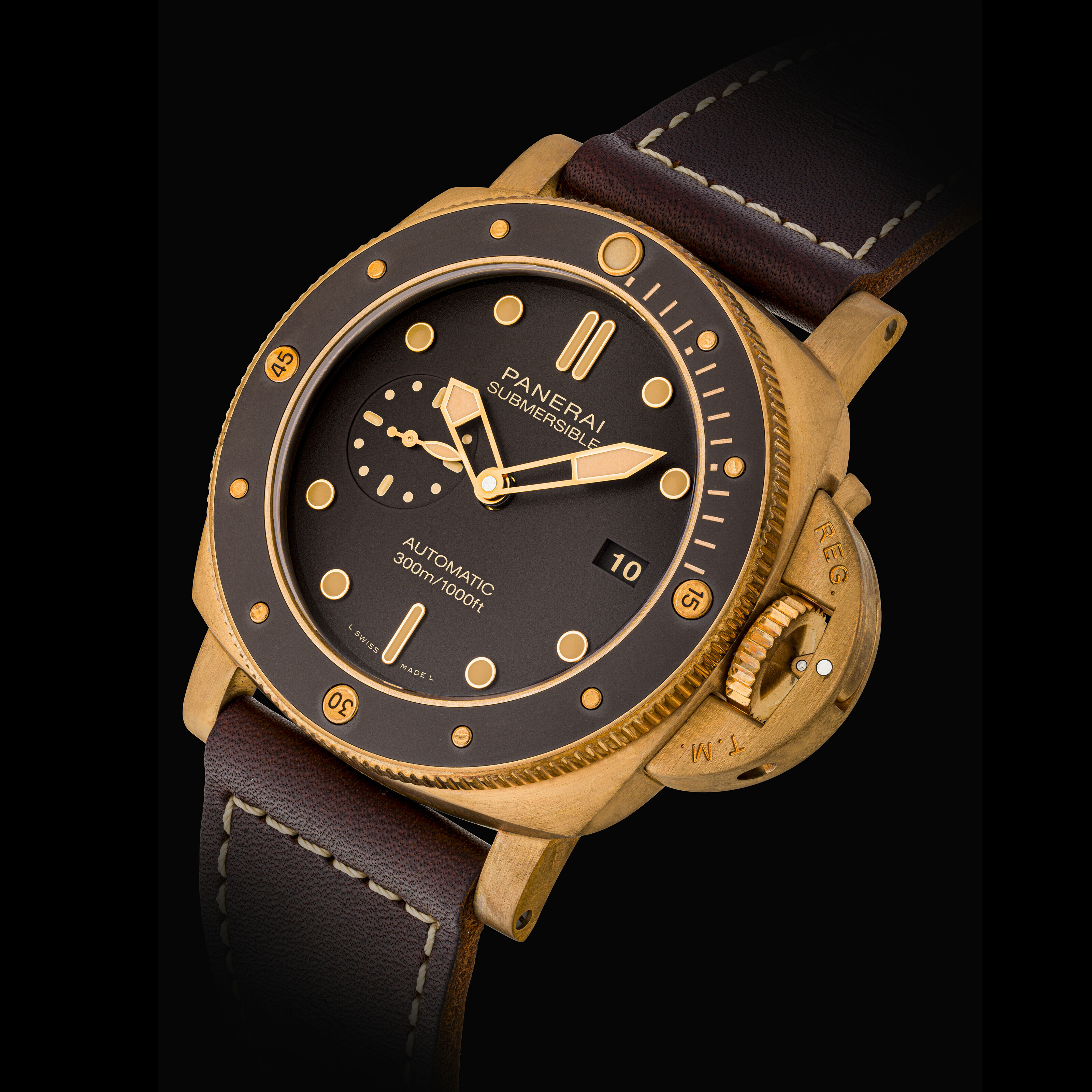 PANERAI, REF. PAM00968, BRONZE AND TITANIUM, SUBMERSIBLE BRONZO ...