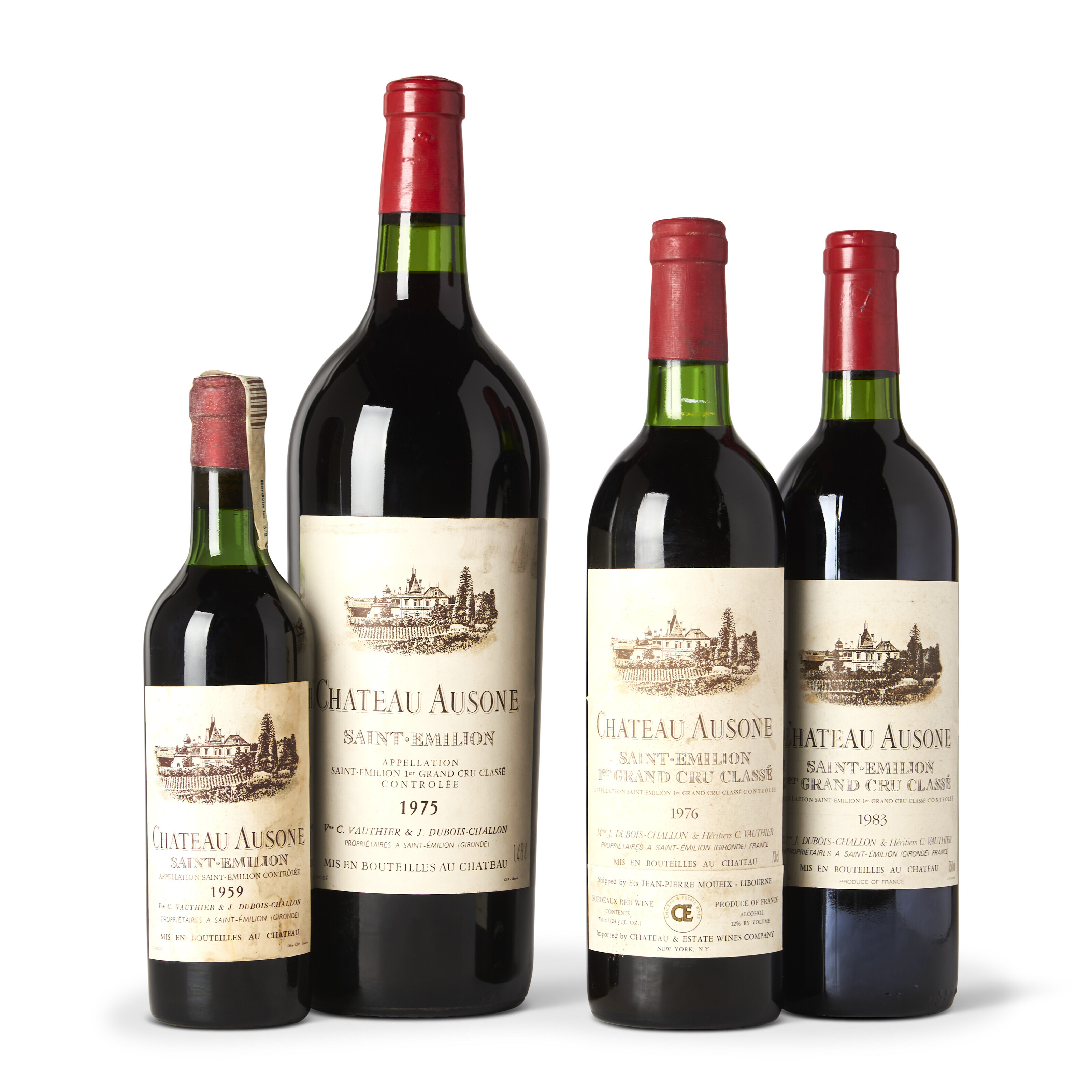 Mixed Château Ausone, 1959 Bin-soiled labels. US import labels. Danish ...