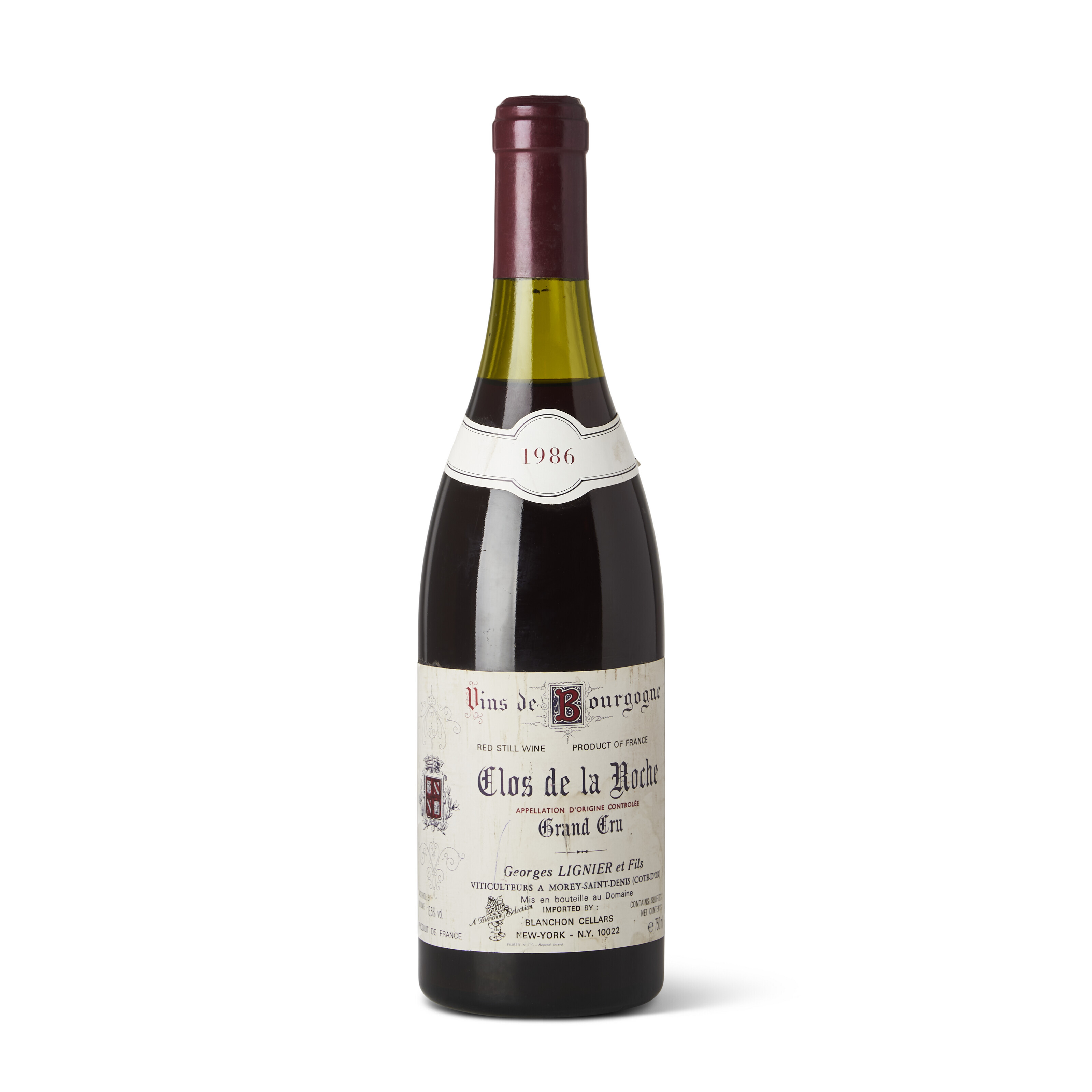 Georges Lignier, Clos de la Roche 1986, Grand Cru, Côte de NuitsStained ...