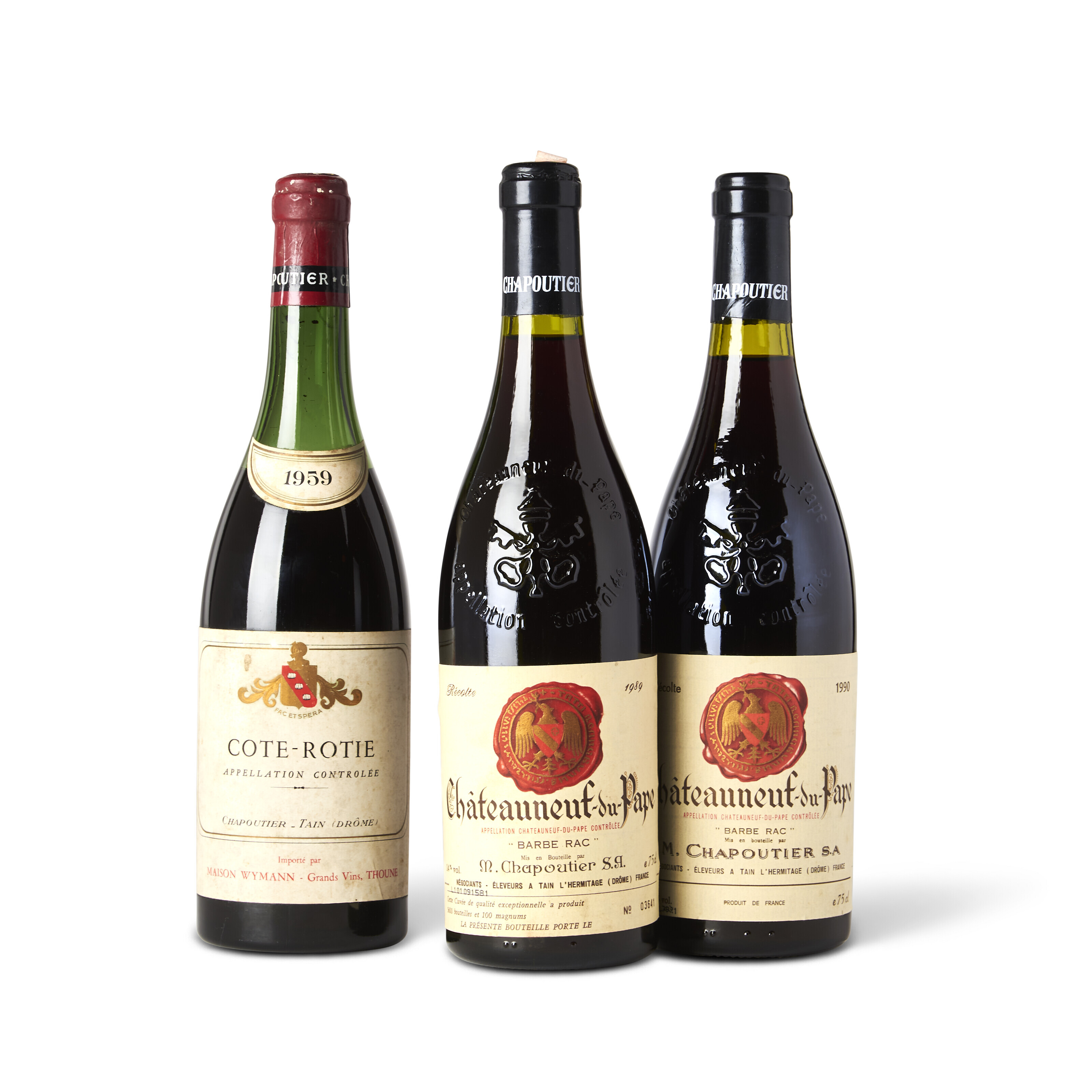 Mixed M. Chapoutier 1959, RhôneCôte-Rôtie 1959 Bin-soiled label ...