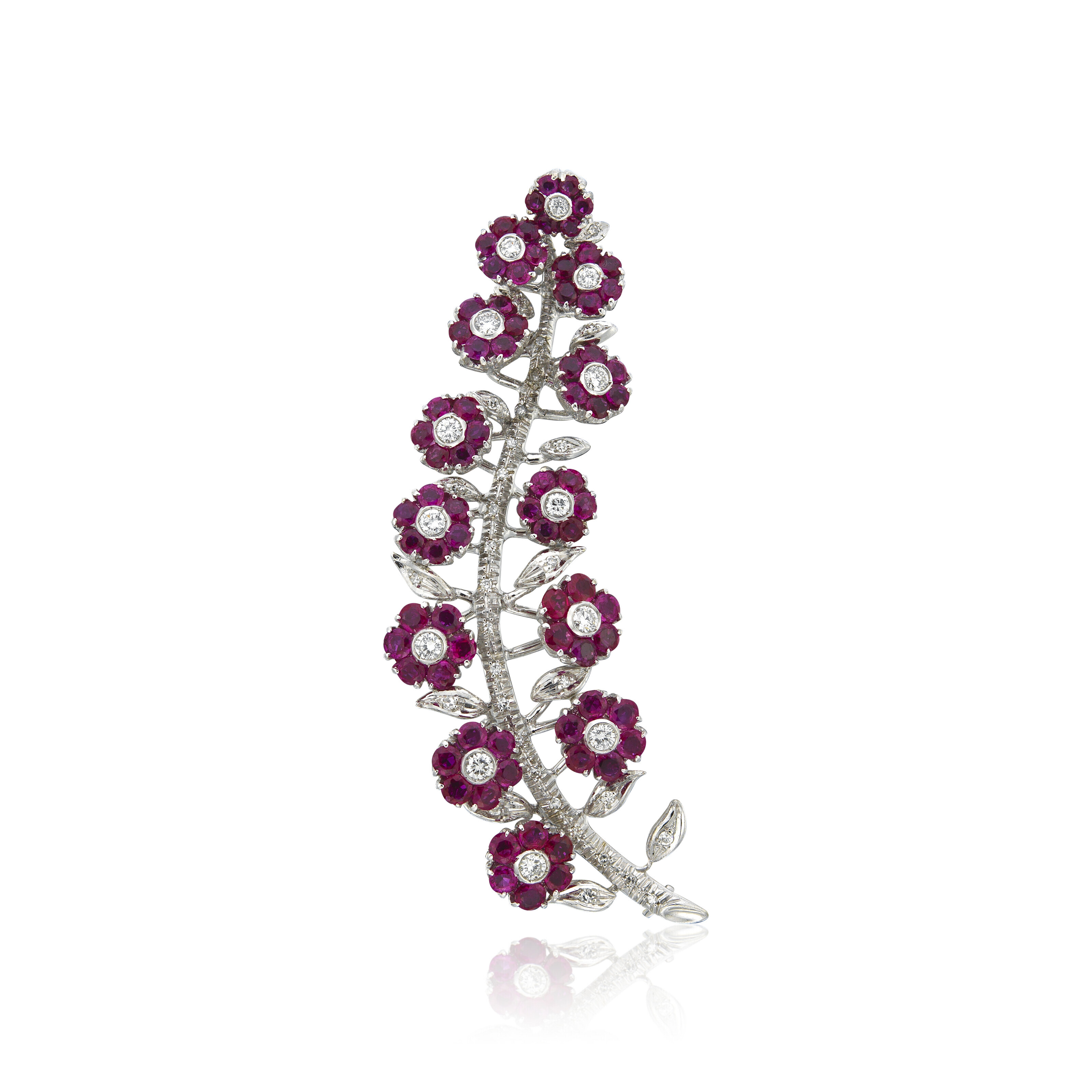 NO RESERVE - DIAMOND AND LABORATORY-GROWN RUBY BROOCH, | Christie’s
