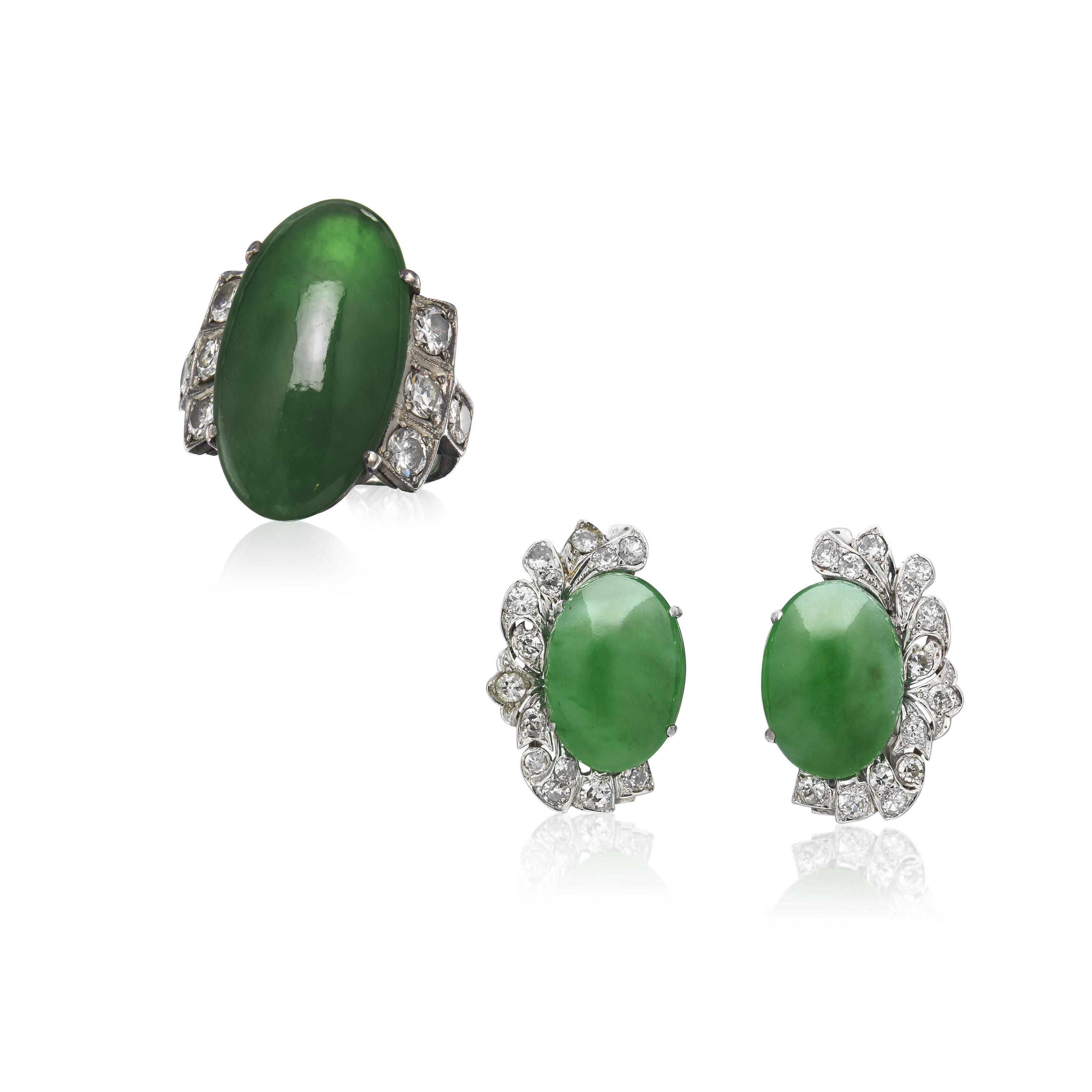 SET OF JADEITE AND DIAMOND JEWELLERY, | Christie’s