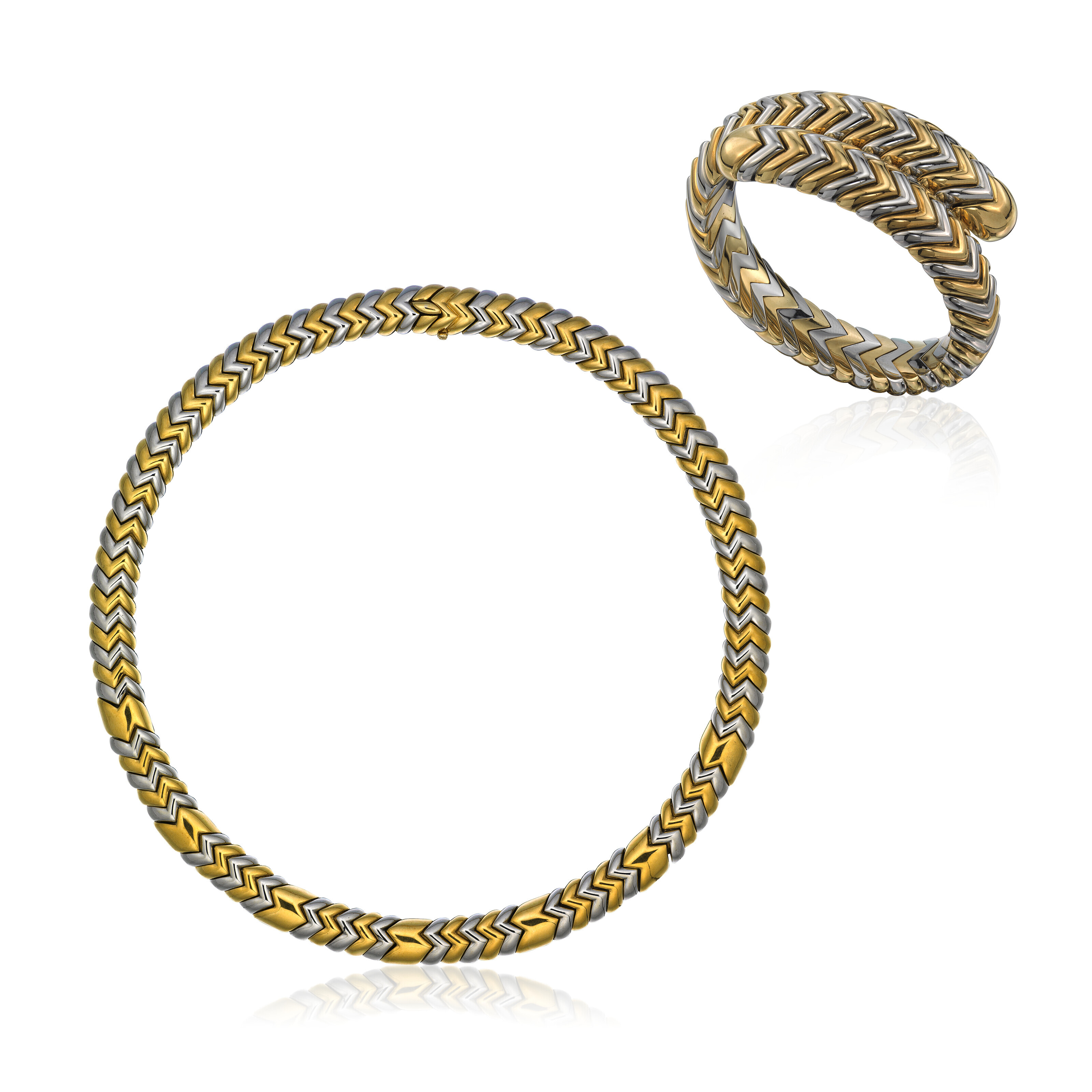 BULGARI 'TUBOGAS' GOLD NECKLACE AND BRACELET SET, | Christie’s