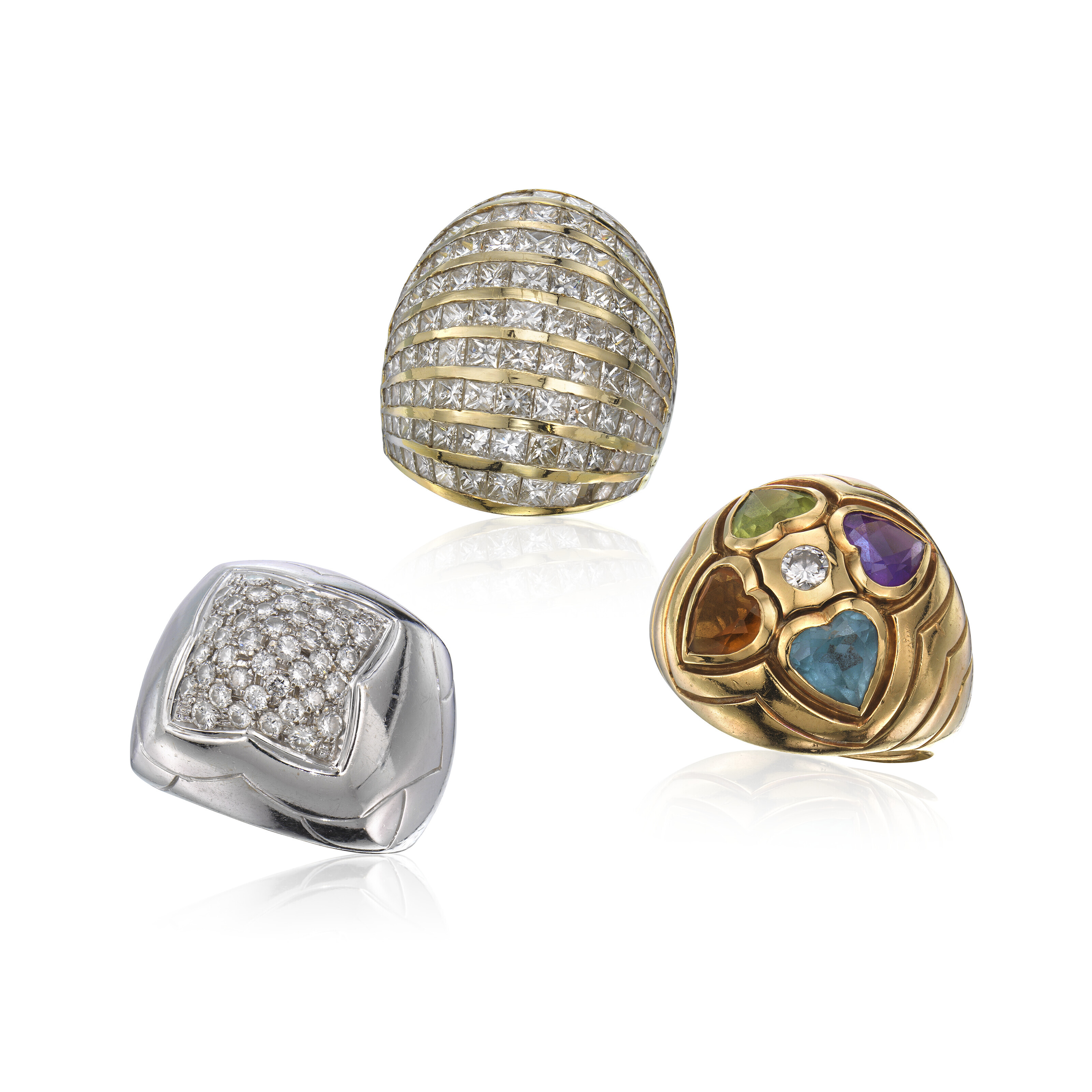 TWO BULGARI MULTI-GEM RINGS; TOGETHER WITH A DIAMOND RING, | Christie’s