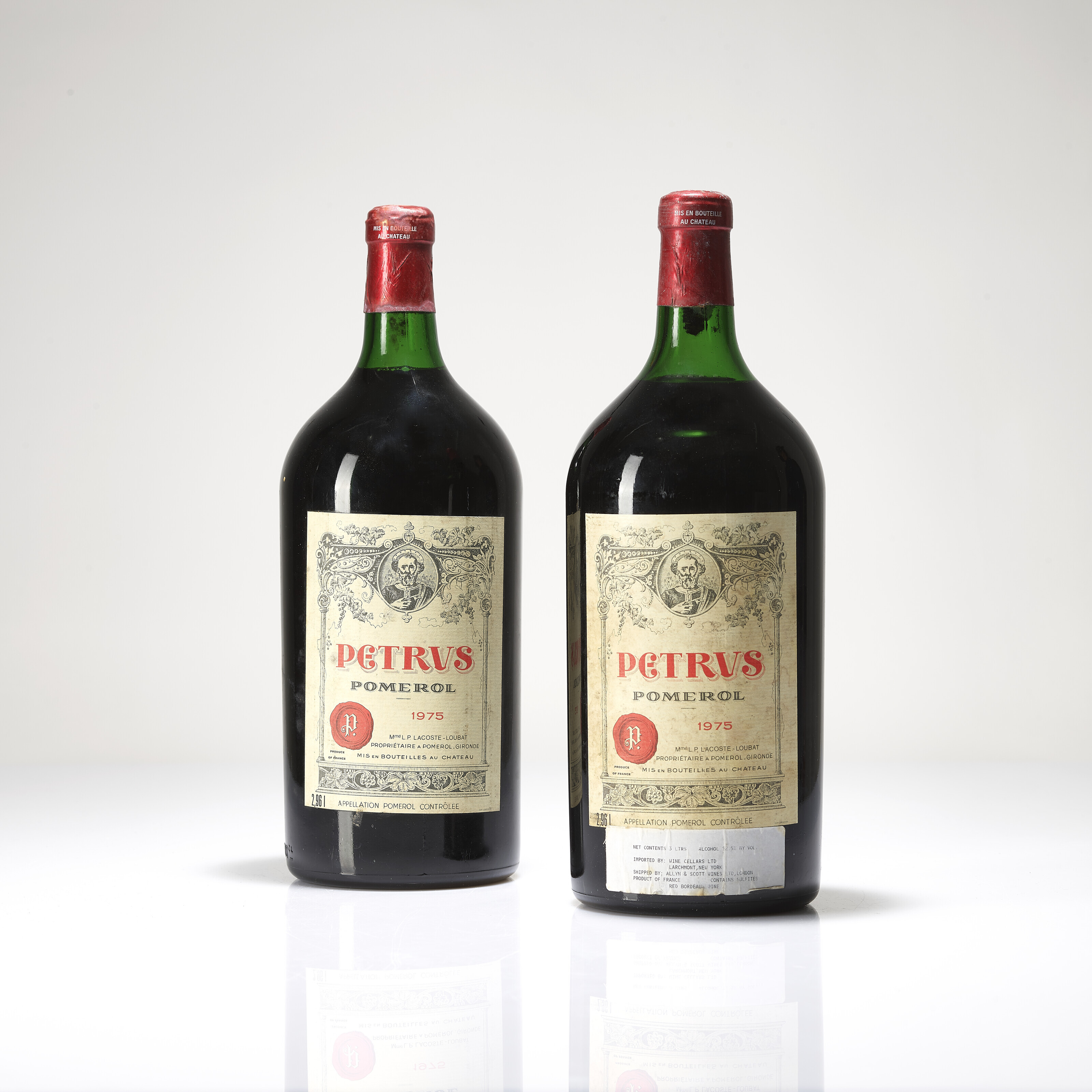 Petrus 1975, Pomerol, cru exceptionnelCorroded capsules. Bin-soiled and ...