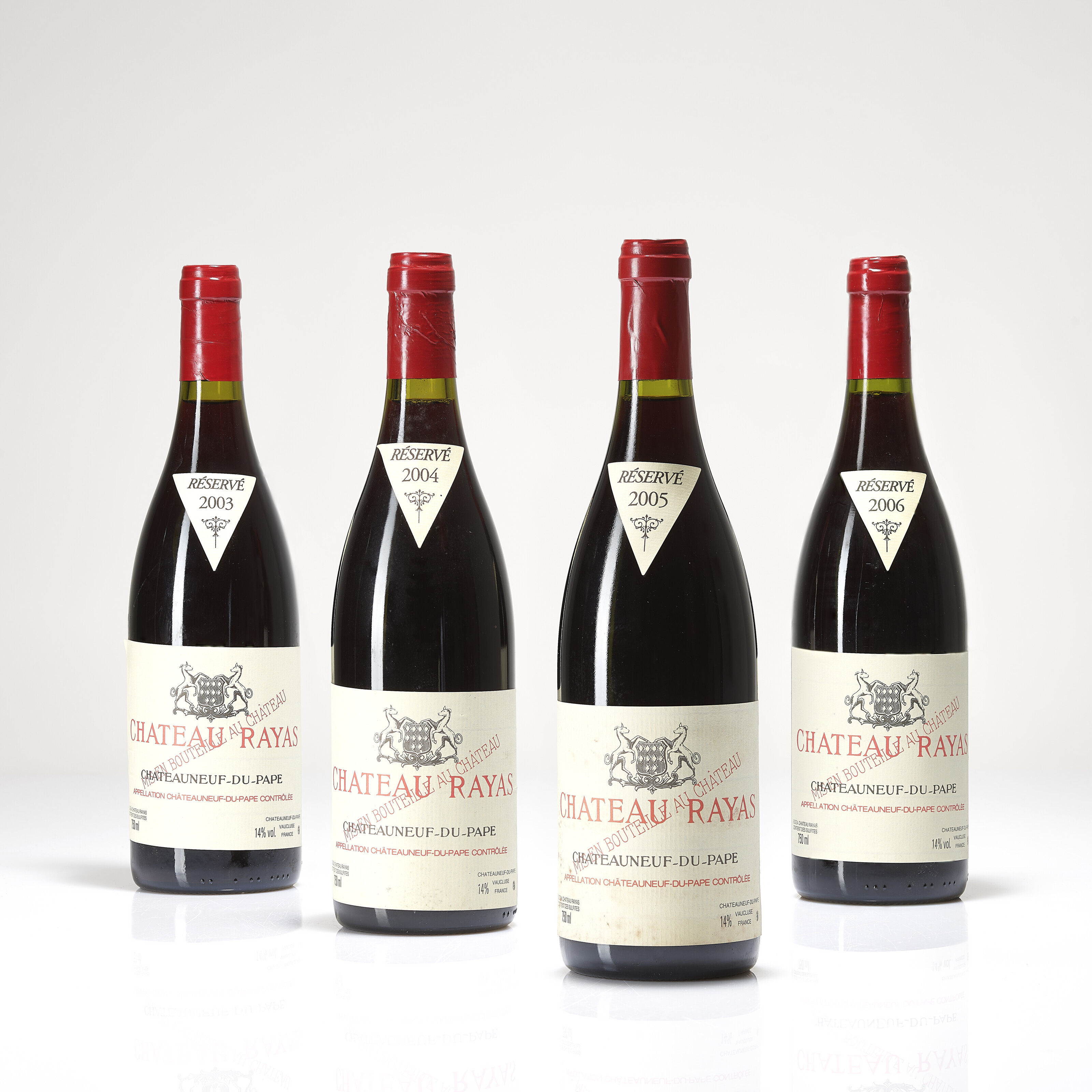 Château Rayas, Châteauneuf-du-Pape 2005, Rhône. J ReyanudStained labels ...