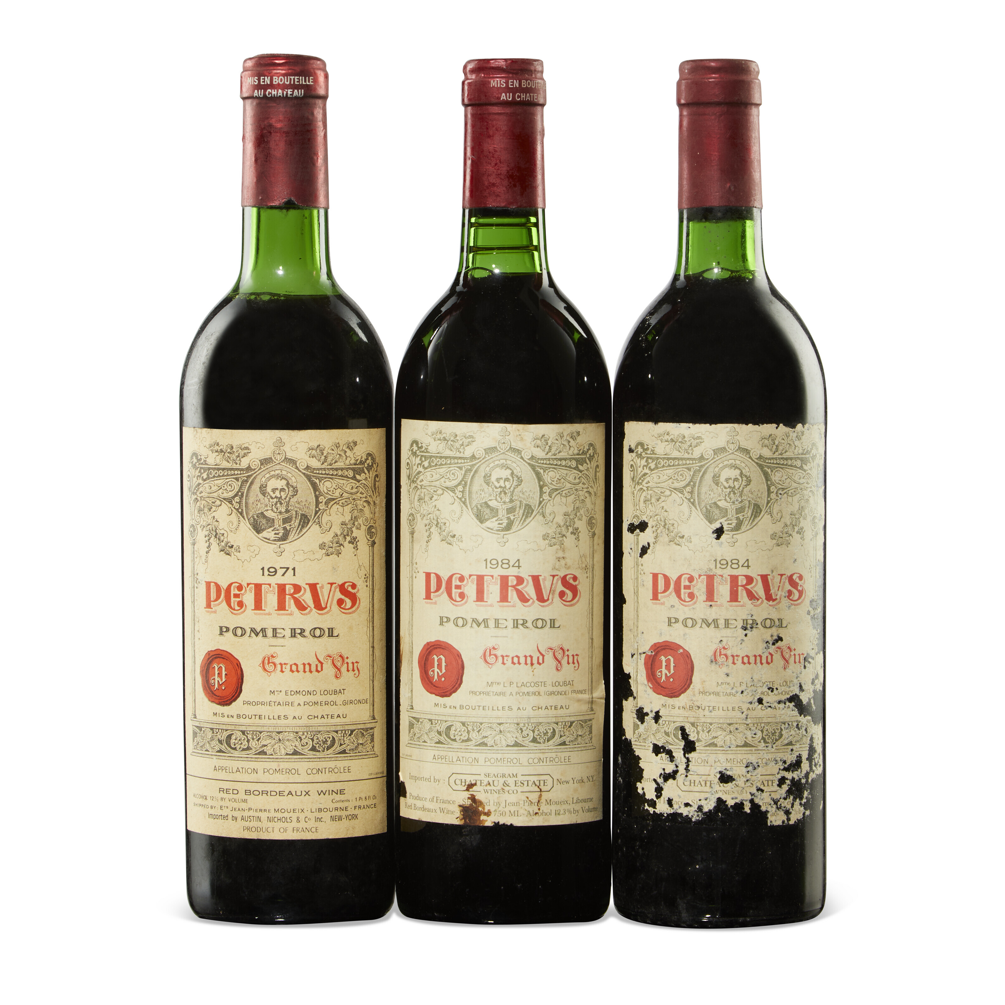 Petrus 1971 & 1984, PetrusPomerol, cru exceptionnel1971 Bin-soiled ...